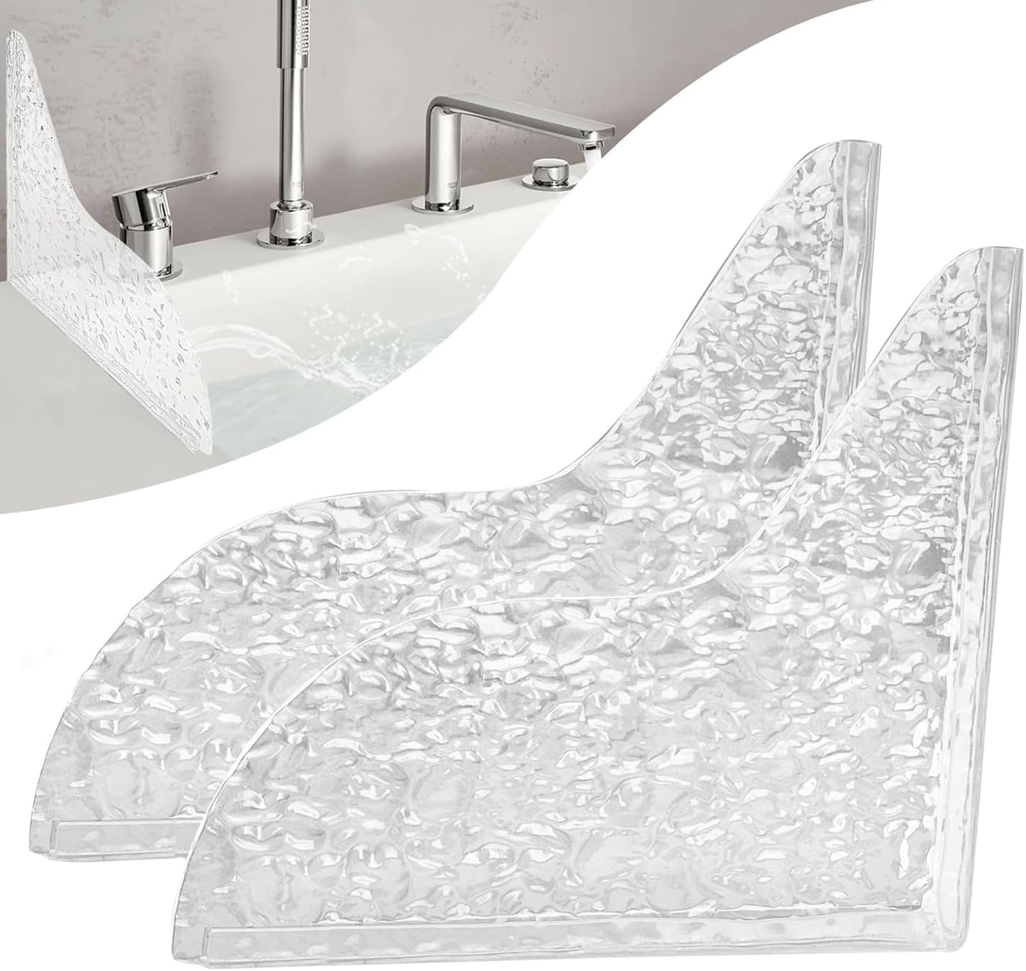 QOOWFEANIG 2 Pcs Shower Splash Guard Self Adhesive Water Texture Shower ...