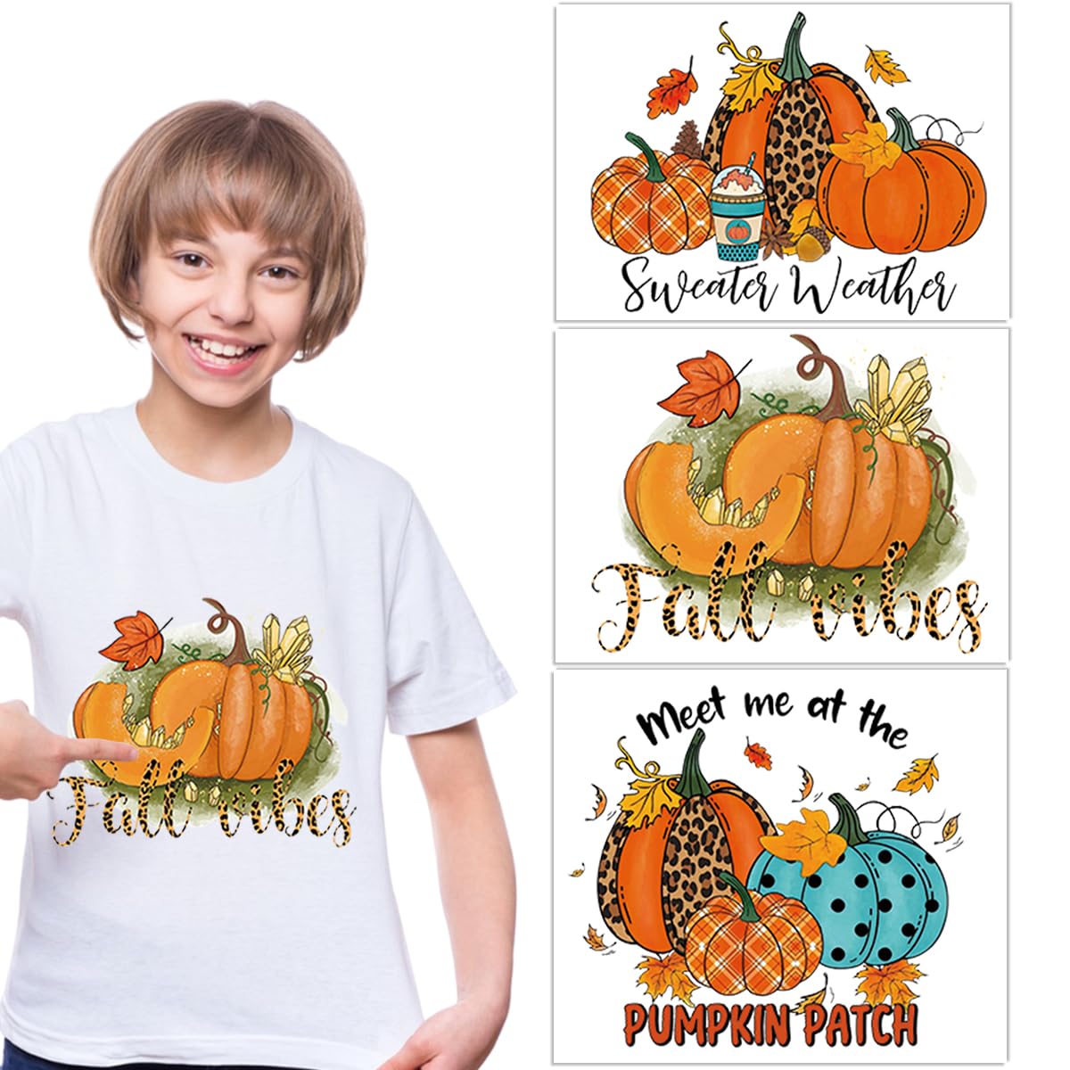 Amazon.com: Fall Iron on Transfer Decals Thanksgiving Pumpkin Patch ...