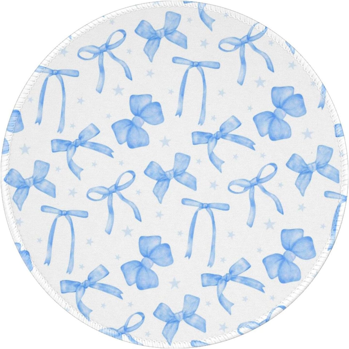 Amazon.com: Cute Round Travel Mouse Pad Blue Bows Aesthetic Pretty ...