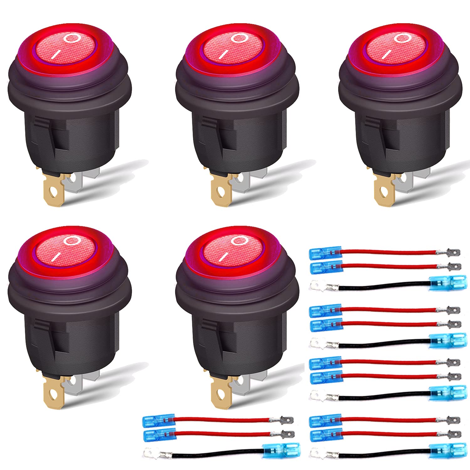 Snapklik.com : 5 Pack SPST 3 Pin ON/Off Waterproof Round Rocker Toggle ...