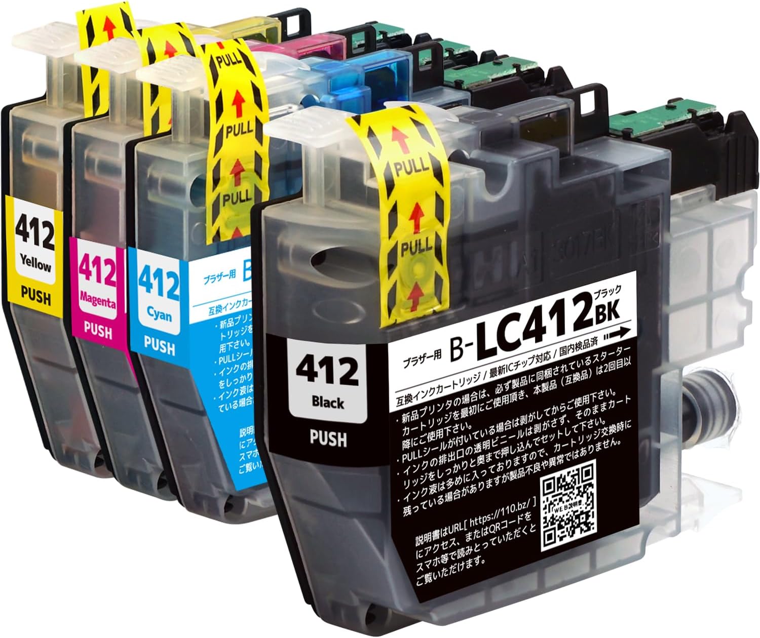 Amazon.co.jp: LC412 (BK/C/M/Y)【4色】 最新 互換 インクカートリッジ 412 LC412-4PK インク 純正 ...