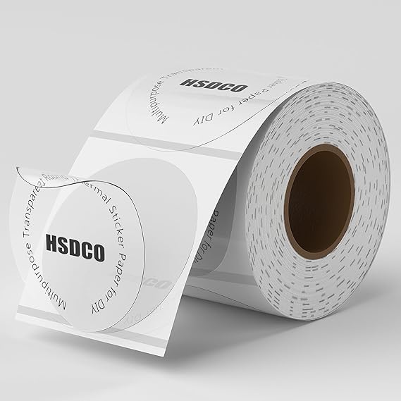Amazon.com : HSDCO 2 Inch Transparent Round Thermal Printer Labels, Self Adhesive Circle Clear ...