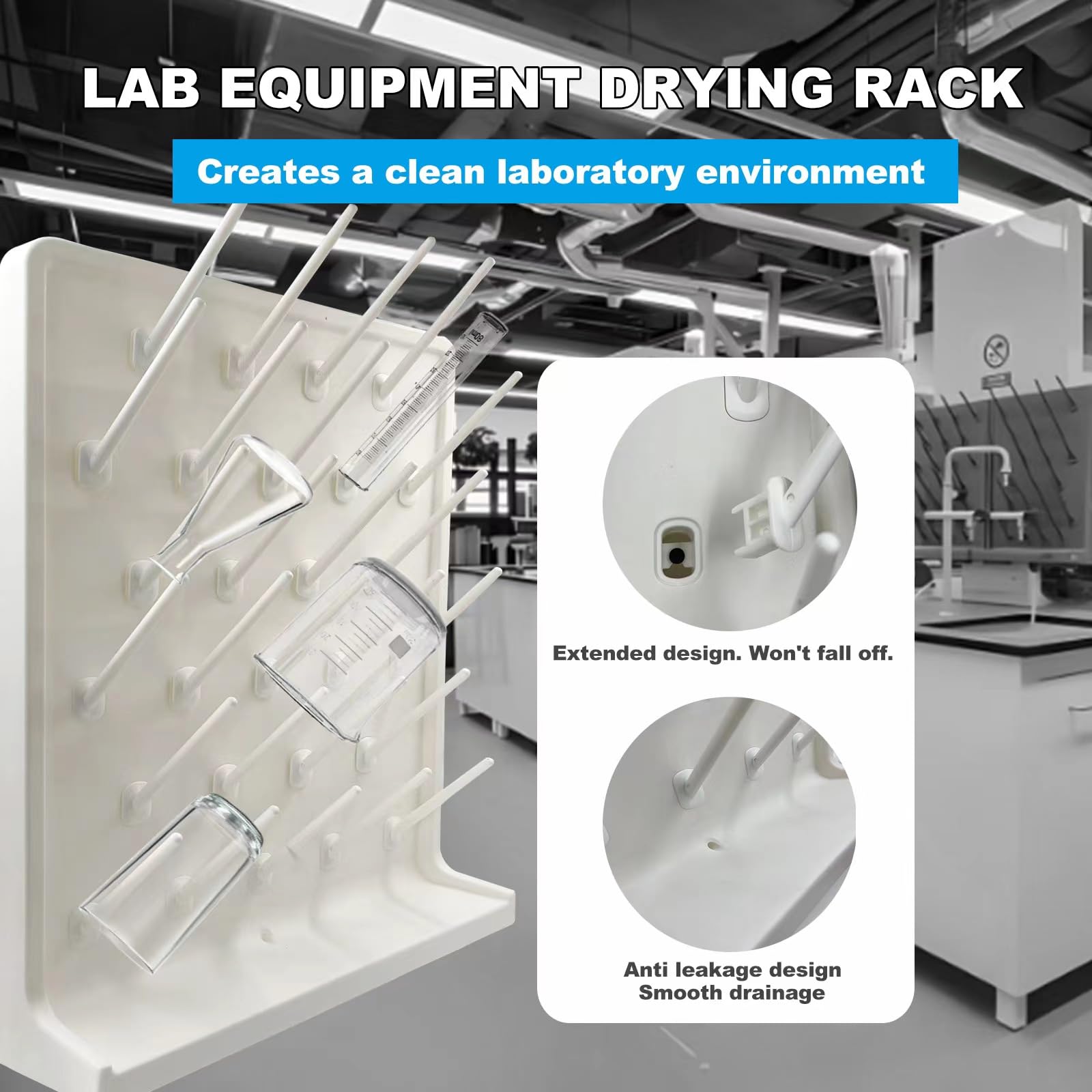 Snapklik.com : Lab Drying Rack 27 Pegs Laboratory Cabinets Glass Drying ...