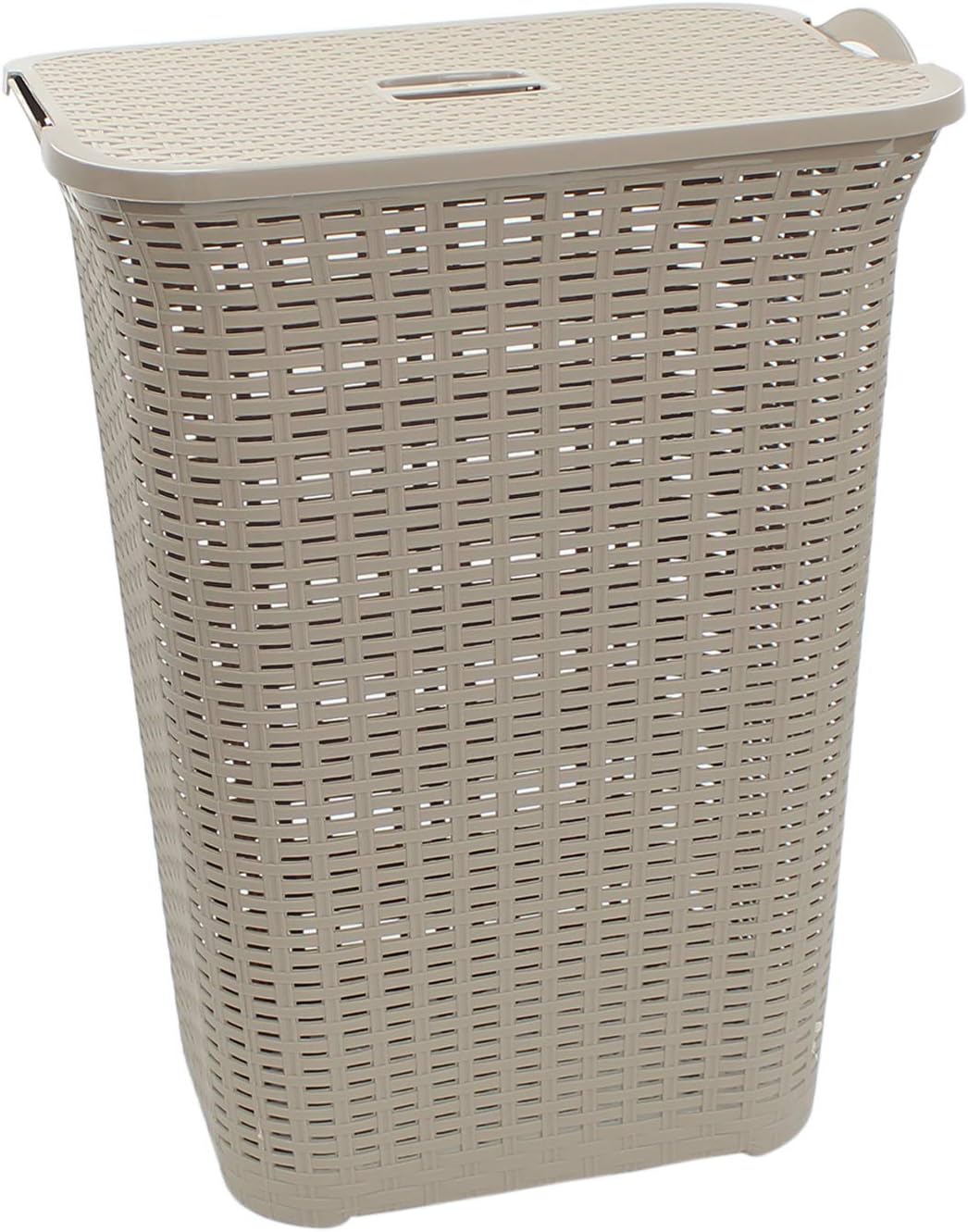White Plastic Washing Basket Hamper 48L Laundry Bathroom Storage Linen ...