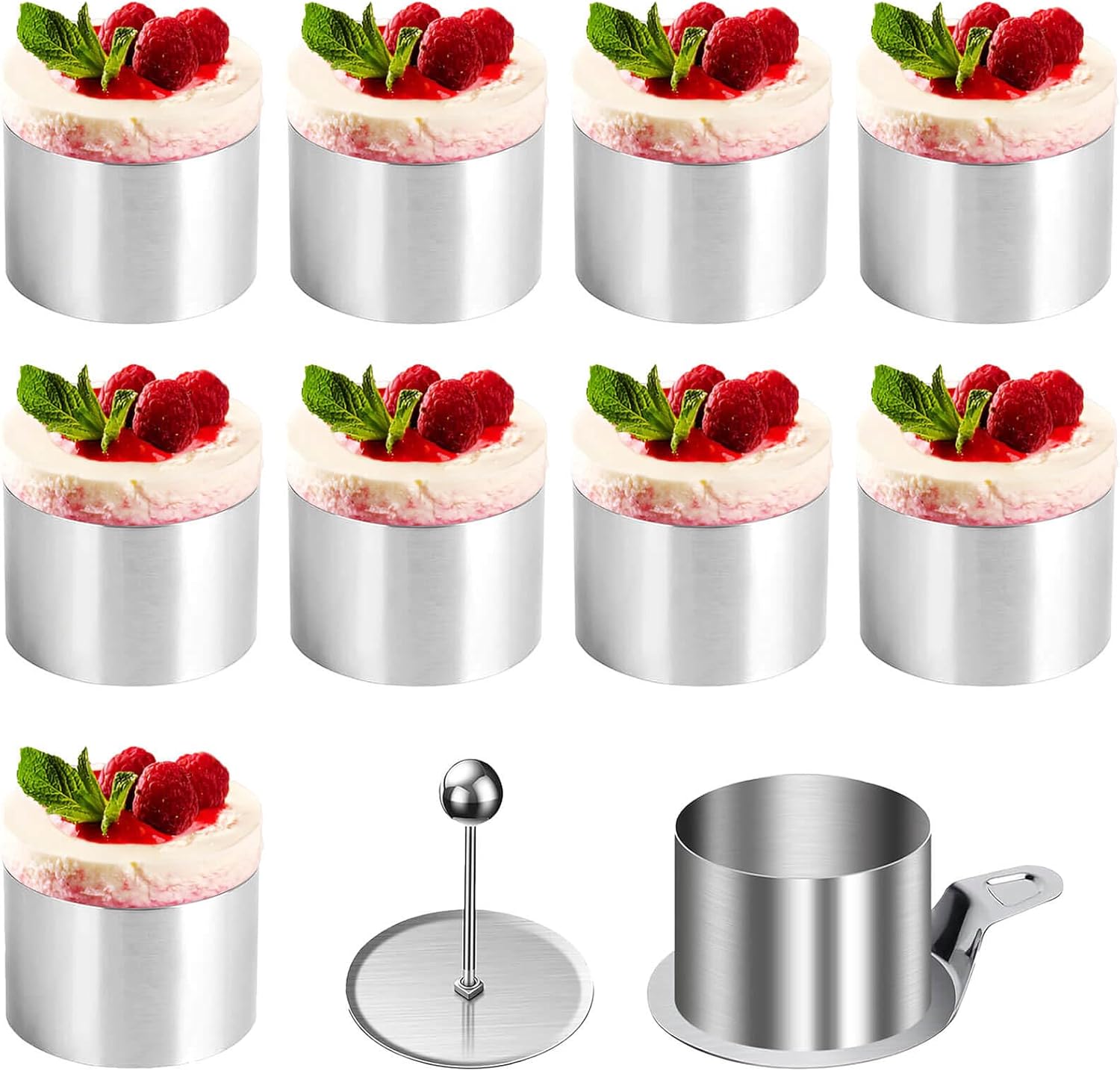 10-Piece Cake Rings Set, 8cm Diameter Stainless Steel Mousse Moulds ...