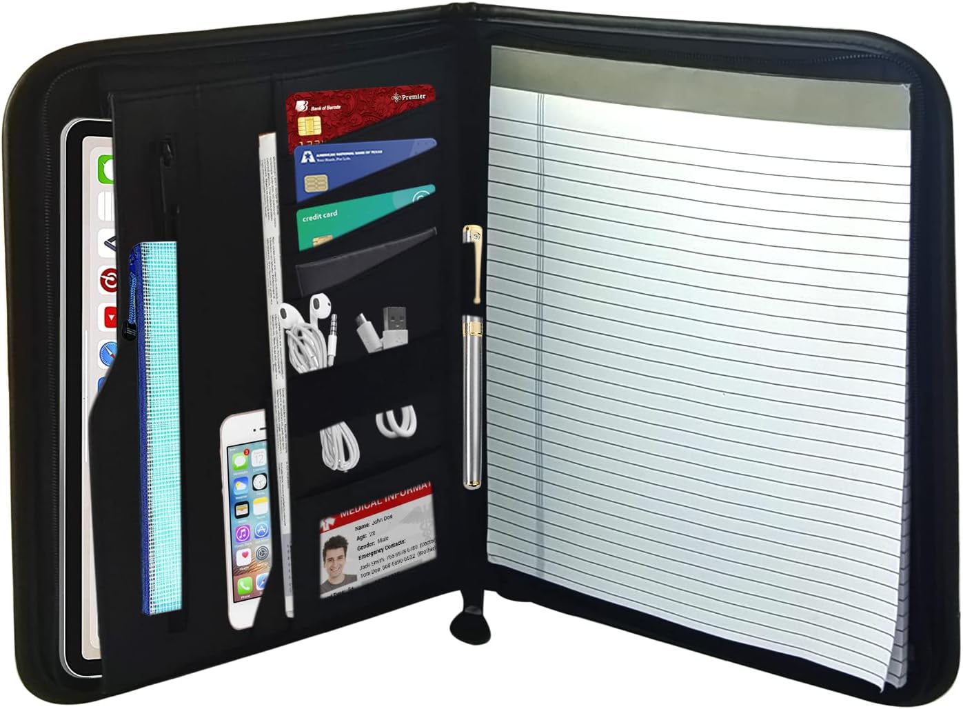 Amazon.com : Boczif Padfolio Portfolio Folder Organizer, Leather ...