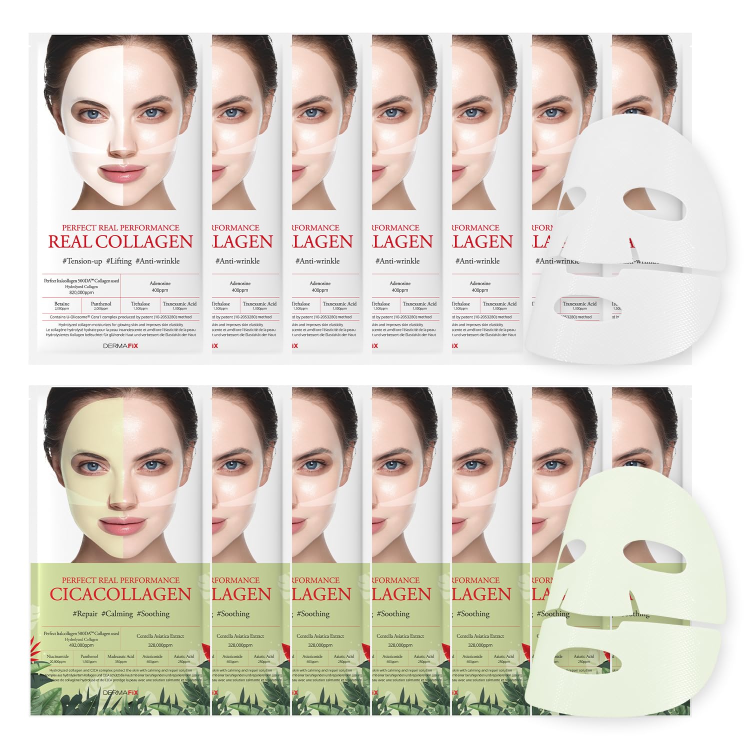 Amazon.com : DERMAFIX Collagen Mask 2-Pack Bundle - REAL, CICA : Beauty ...