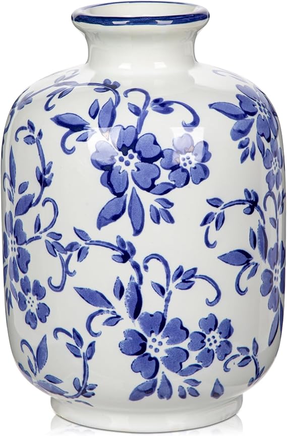 Amazon.com: Hollyone Blue and White Porcelain Vase Large Chinoiserie ...