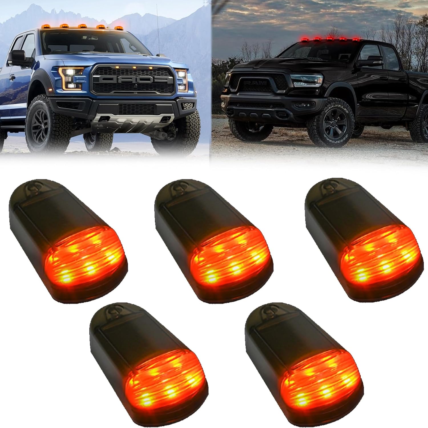 Amazon.com: Solar Powered Cab Lights for Truck, No Drill Car Cab Lights ...