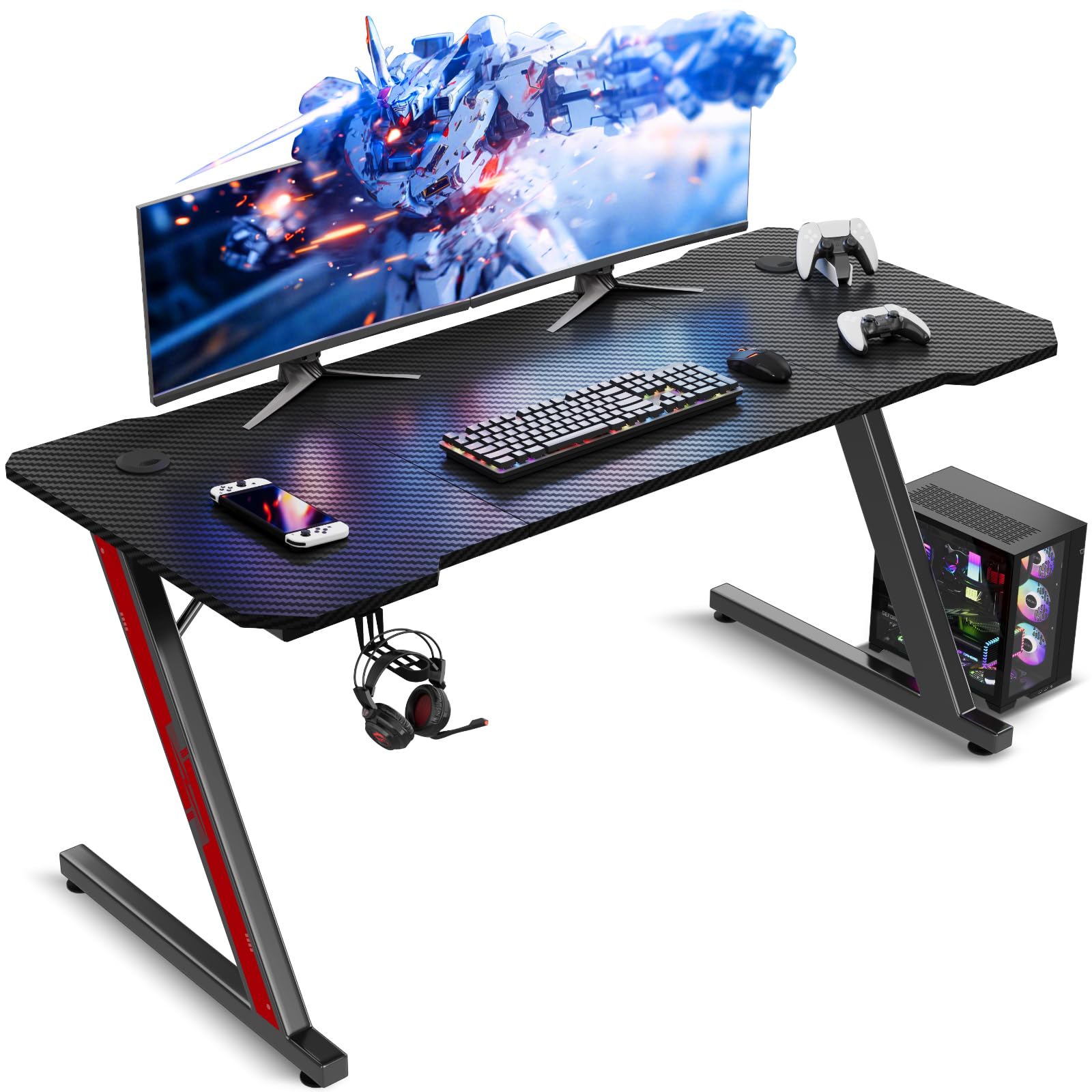 TRIUMPHKEY Bureau Gaming Desk,120x60CM Table de Jeu,PC Robuste Bureau d ...