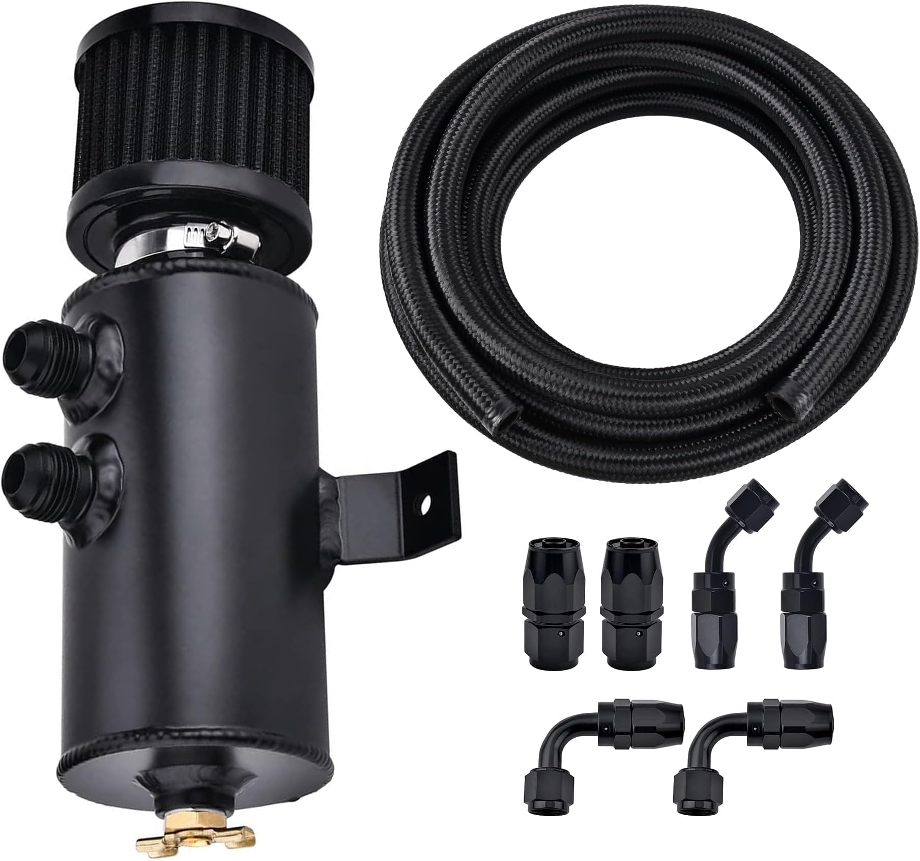 EVIL ENERGY 10AN Oil Catch Can, Breather Tank with AN10 Fuel Line Kit ...