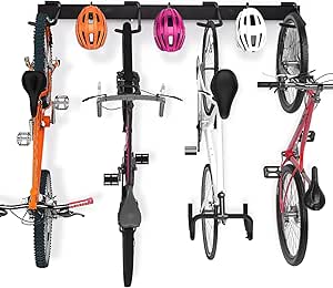 Amazon.com: Morohope Bike Storage Rack, 4 Bike Racks and 3 Helmets Hooks, Wall Mounted Bike ...