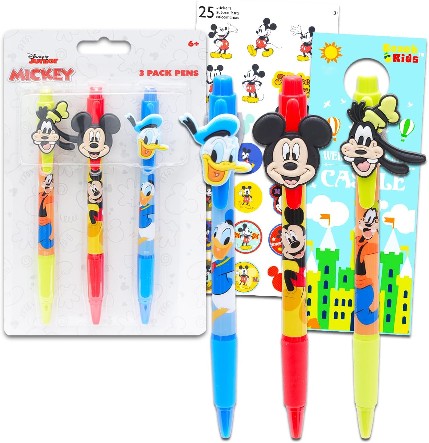 Amazon.com : Mickey Mouse Pen Set - 3 Pc Mickey, Donald, Goofy ...