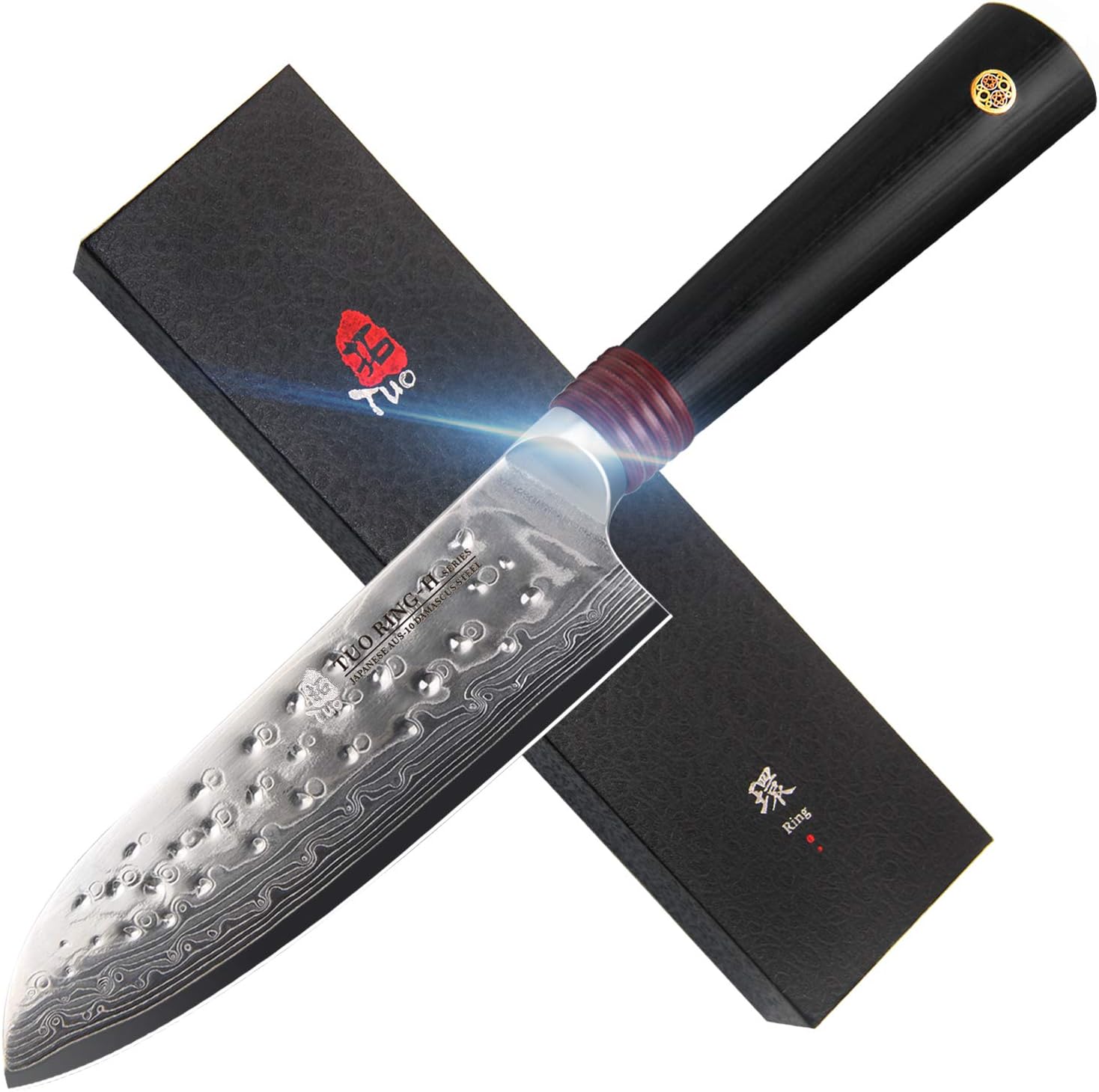 TUO Santoku Knife - Kitchen Chef Knife - Japanese AUS-10 Damascus HC ...