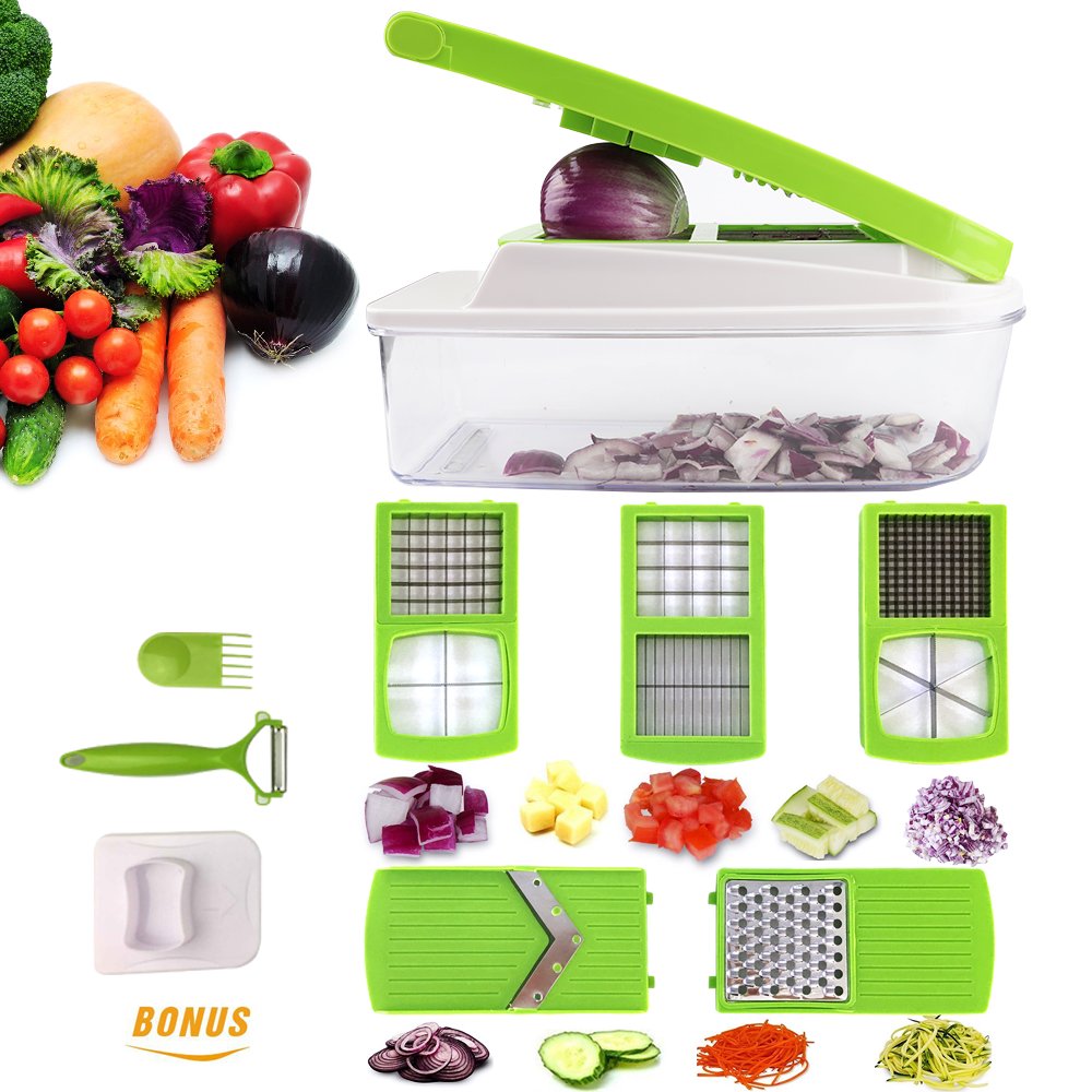Vegetable Chopper, Lybmi Vegetable Slicer Dicer 12 in 1 Mandoline ...
