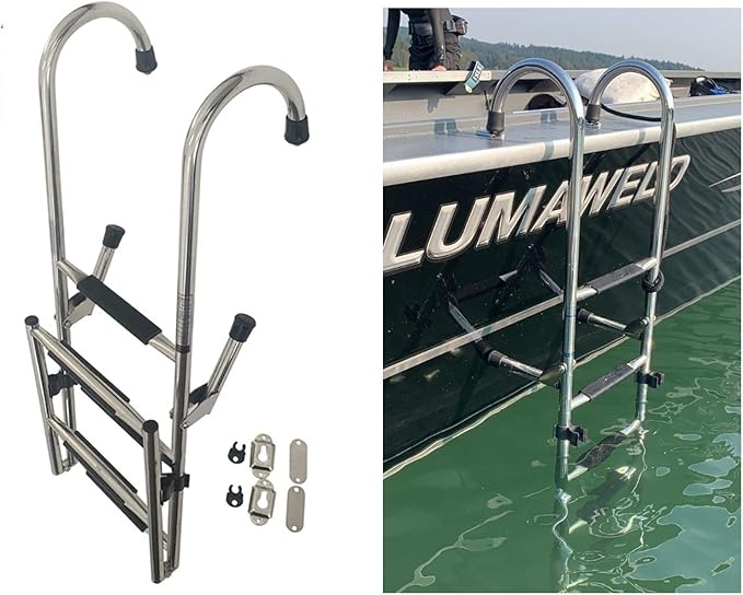 Boat Ladders 5 Step Folding Removable, Heavy Duty Stainless Steel ...