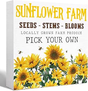Amazon.com: Farm Sunflower Wood Box Sign Sunflower Farm Market Wooden ...