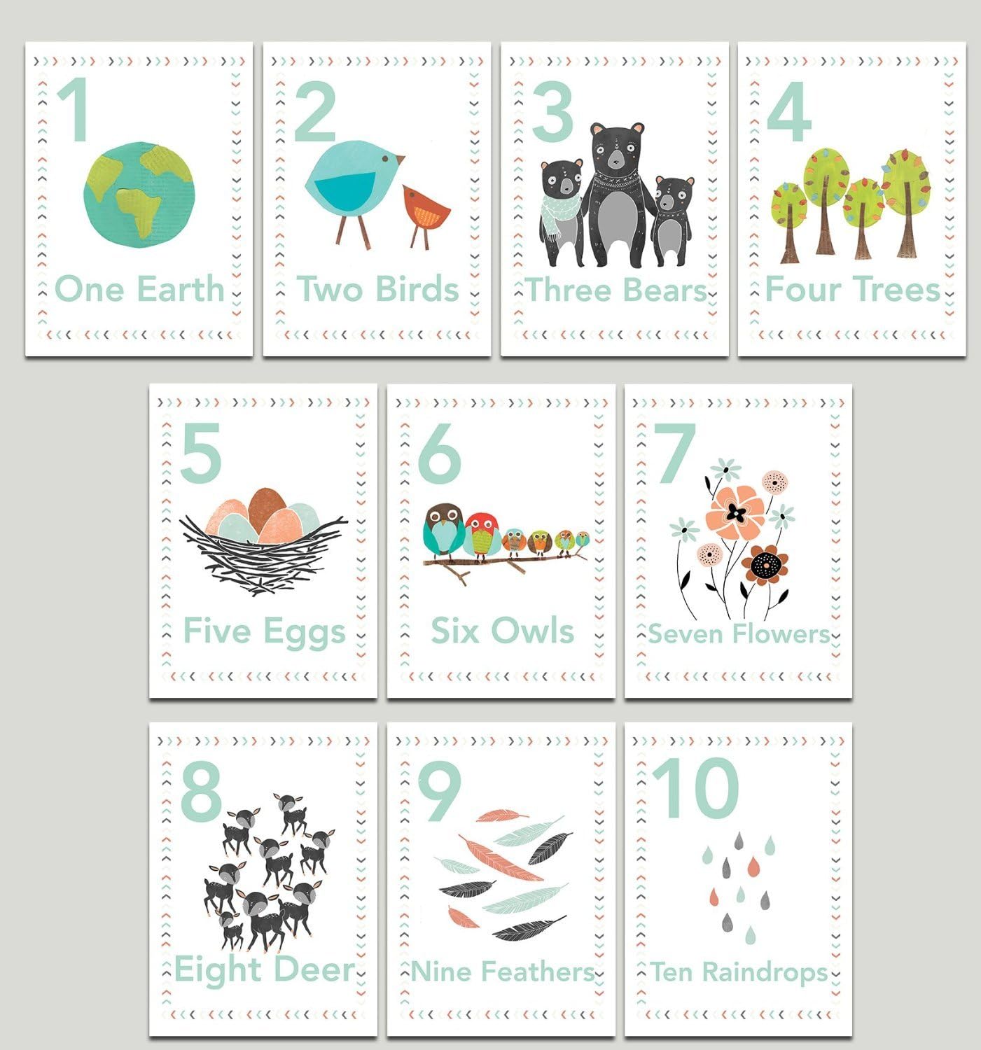 Amazon.com: Our Earth Counting Wall Cards in English, Number Flash ...