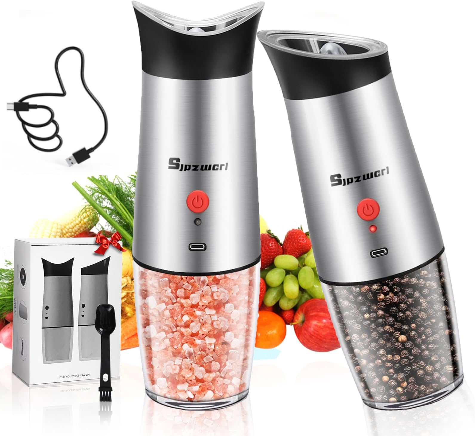 Amazon.com: Electric Salt and Pepper Grinder Set: For Gravity Automatic Salt and Pepper Grinder ...