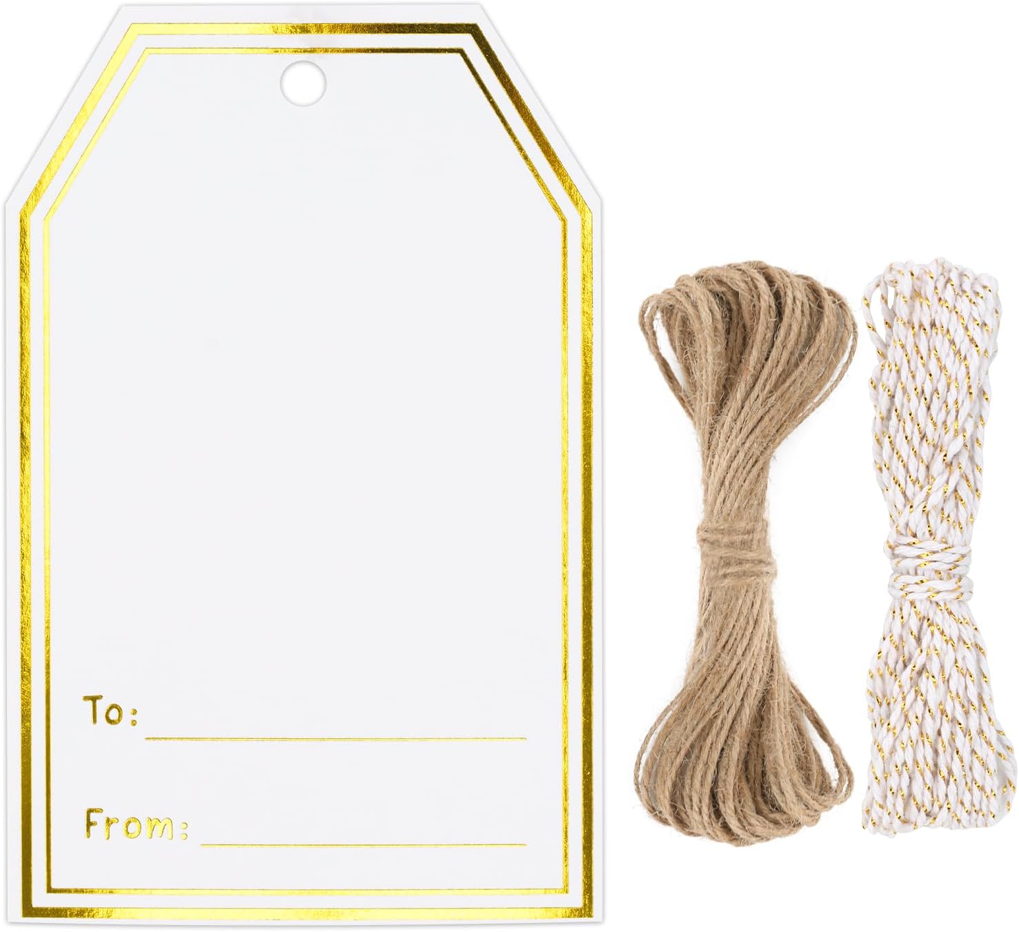 Amazon.com: Anwyll Foil Gold Name Gift Tags - Metallic Gold Confetti ...