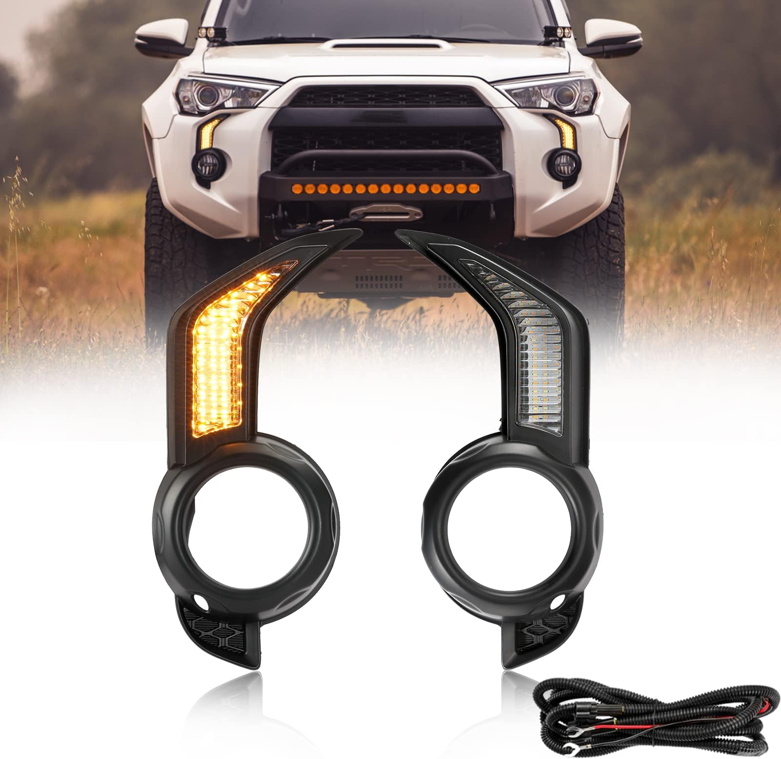 Amazon.com: AUXMART Daytime Running Light DRL Front Fog Lamp with Dynamic Sequential Turn Signal ...