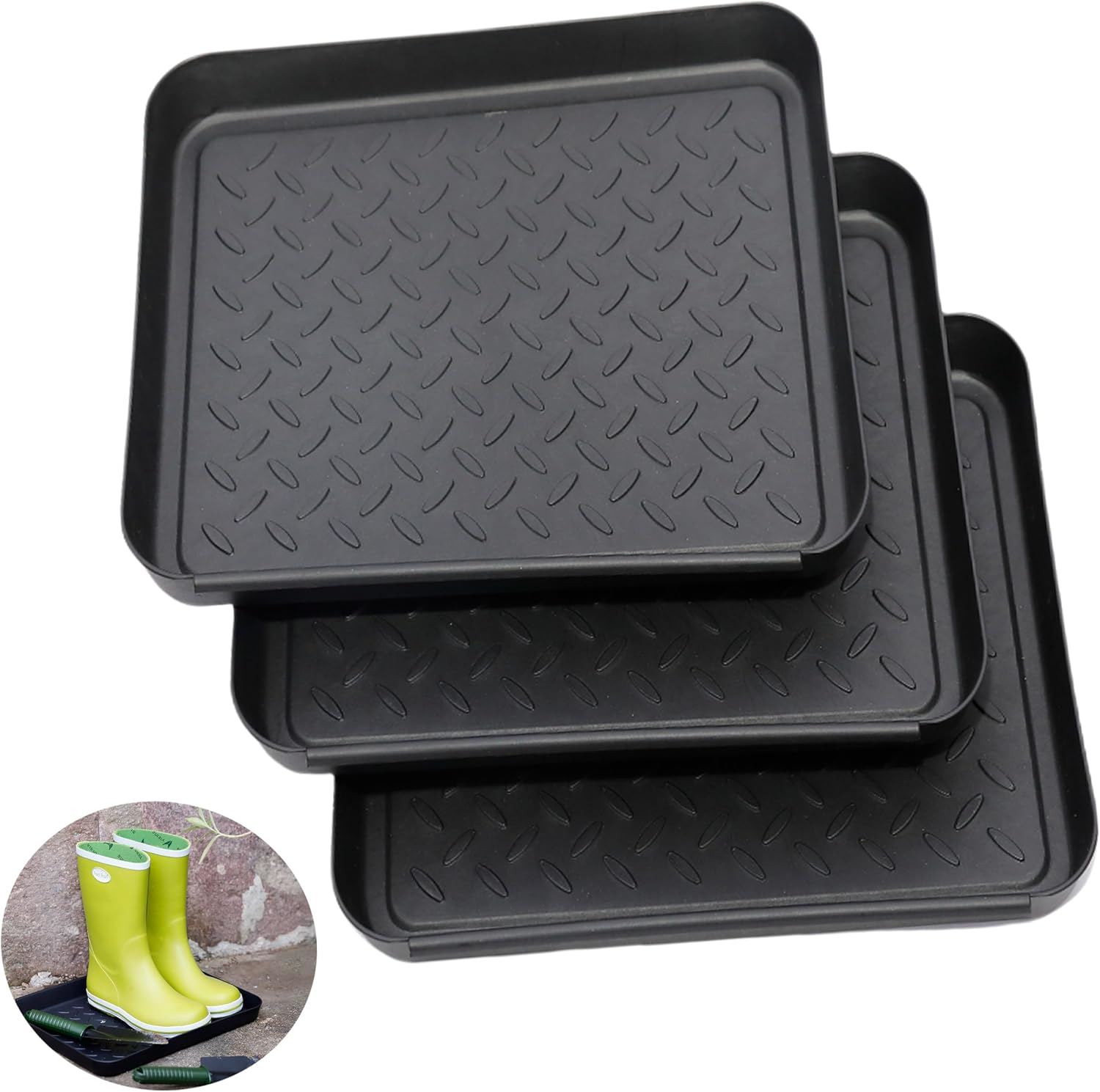 3PCS Waterproof Boot Trays for Indoor/Outdoor Use, Multi-Purpose Shoe ...