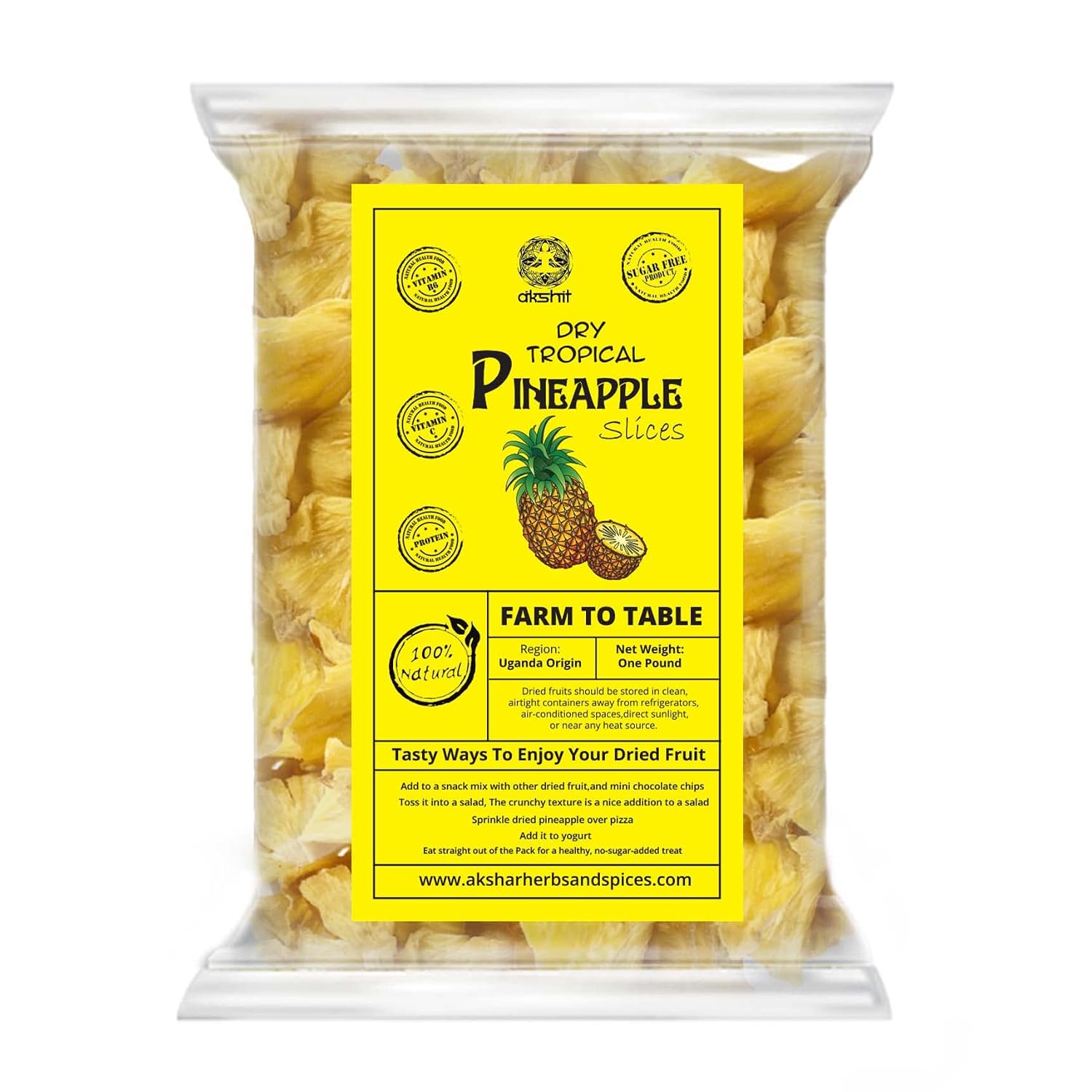 Trozos de piña seca 1 libra Pieza de piña deshidratada Piña ...