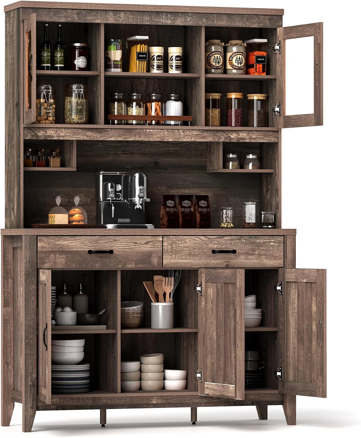 Amazon.com - SILKYDRY 78.5" Tall Kitchen Hutch Storage Cabinet, Large ...