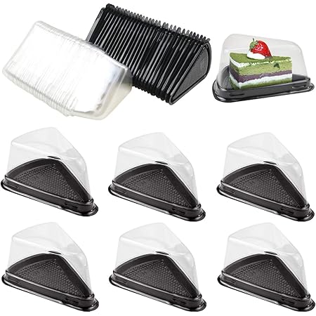 Amazon.com: 50 Pack Cake Slice Containers, Clear Plastic Cheesecake ...