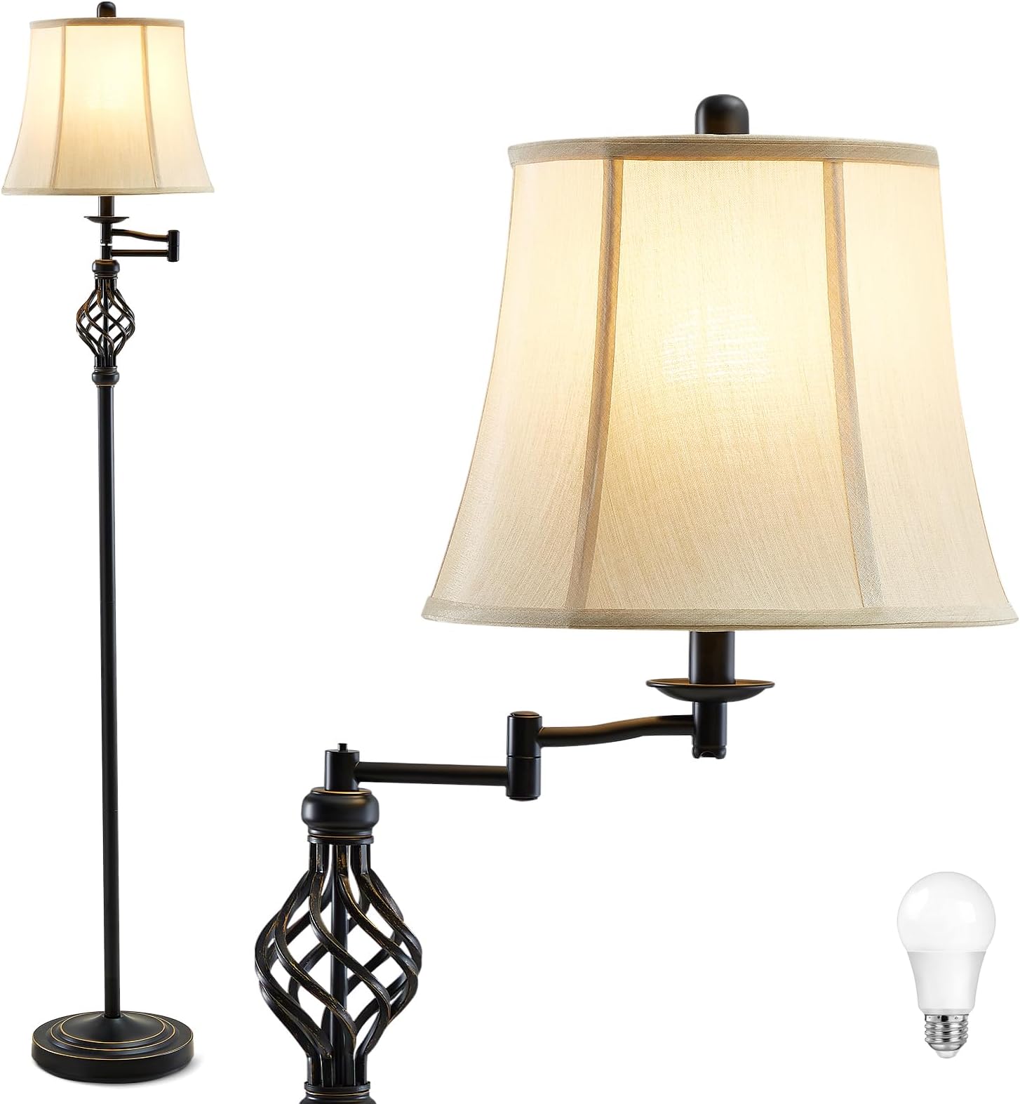 Regency Hill Montebello Traditional Adjustable Swing Arm Floor Lamp ...