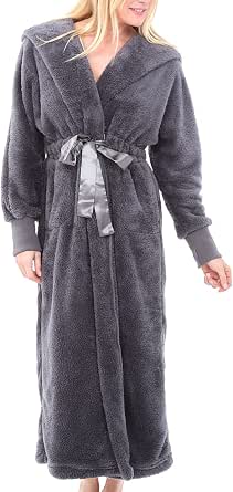 Alexander Del Rossa Women's Soft Plush Fleece Robe with Hood, Long Warm ...