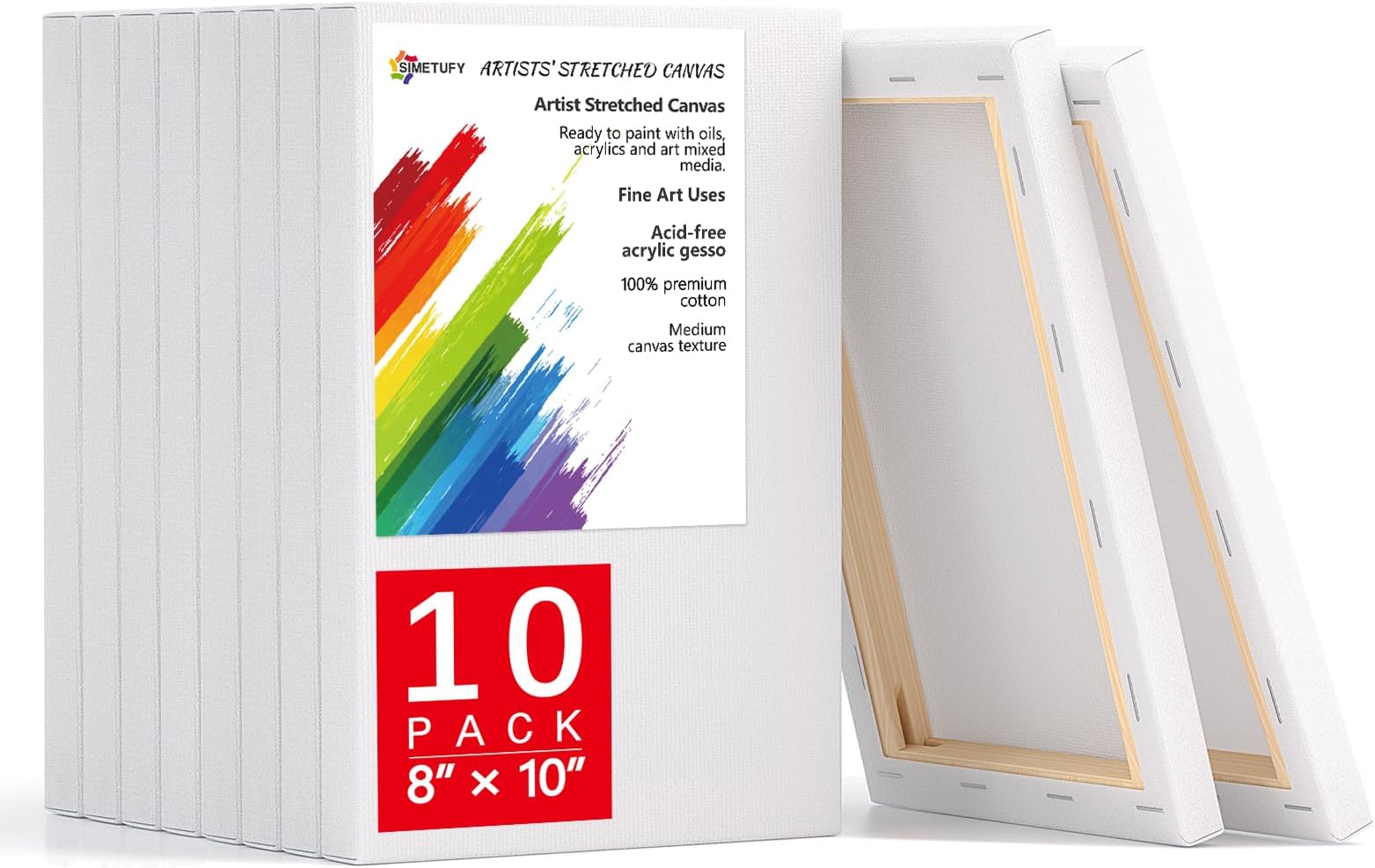 Amazon.com: 6 Pack 8 x 10 inch Artistry Canvas Boards Cotton Stretched ...