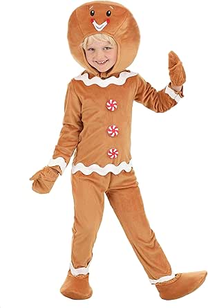 Amazon.com: Gingerbread Toddler Costume | Holiday Jumpsuit, Hood ...