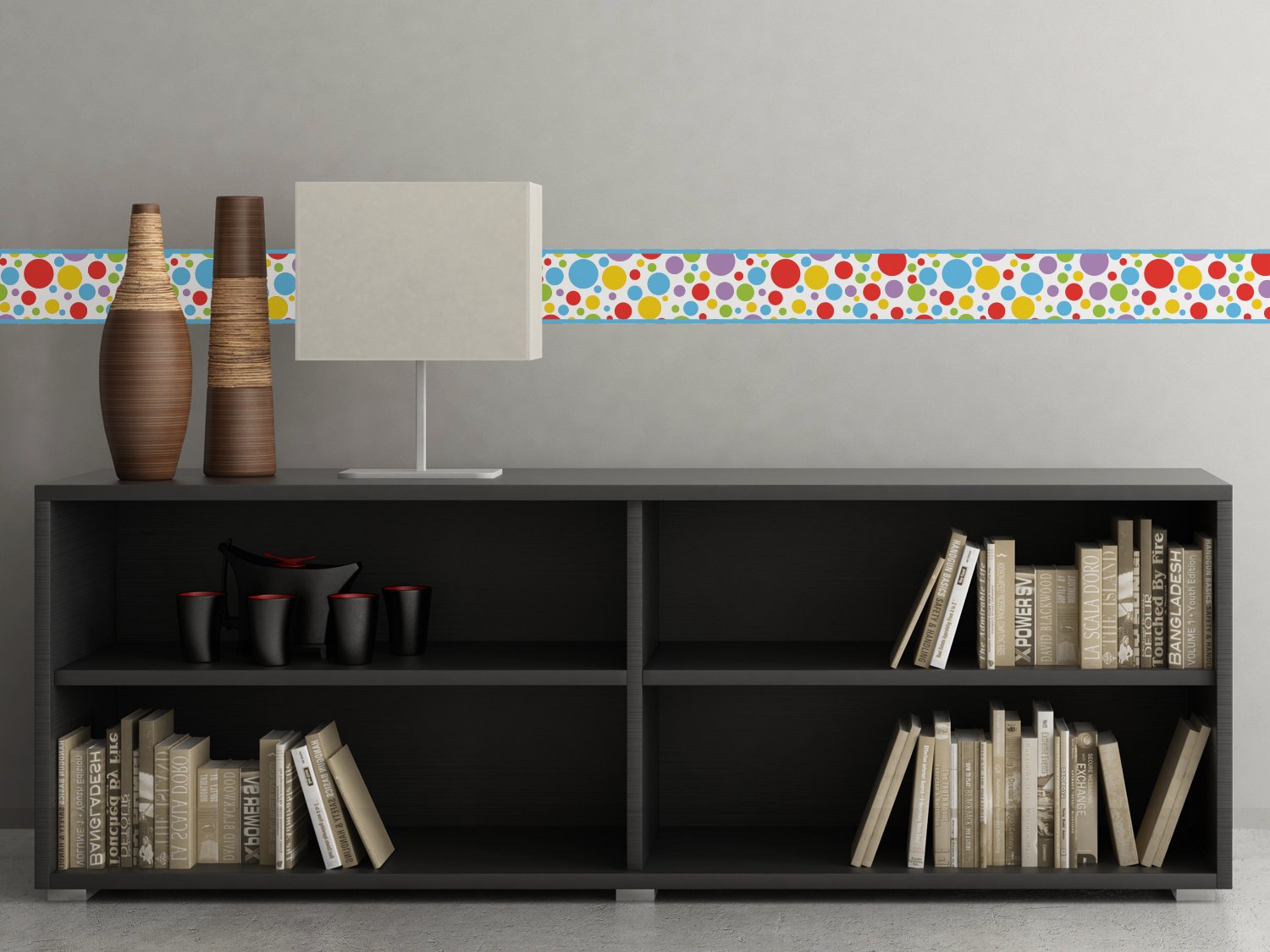 Amazon.com: "Polka Dot Border Fabric Wall Decal - Rainbow - Set of Two ...
