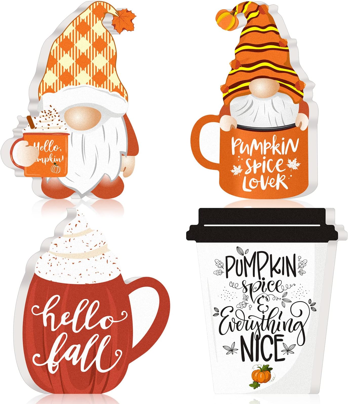 Amazon.com: YUJUN 4 PCS Fall Pumpkin Wooden Signs Decoration,Blue ...