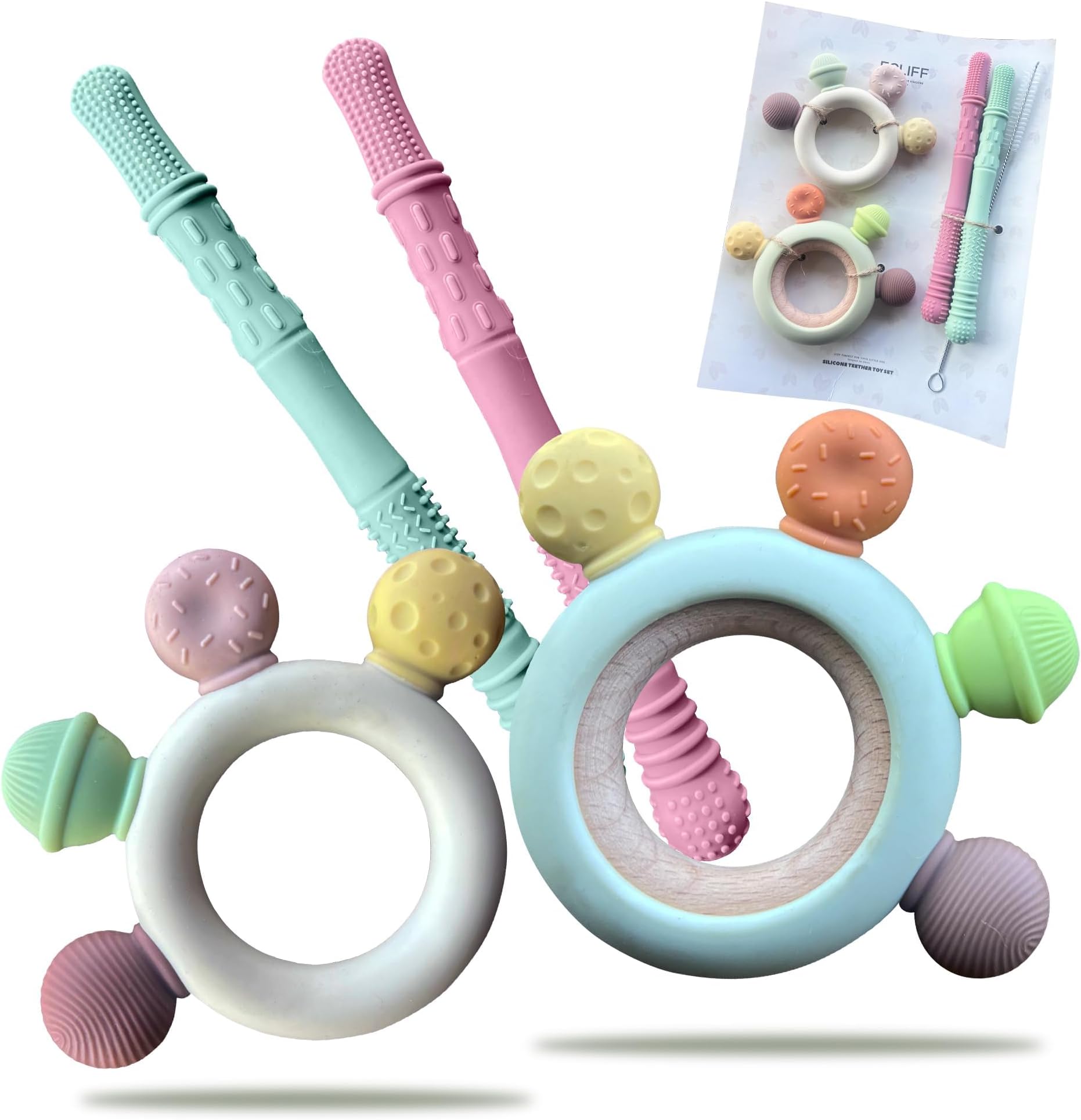 Amazon.com : 2 Packs Baby Teether Tubes Toys 6-12 Months,Food Grade ...