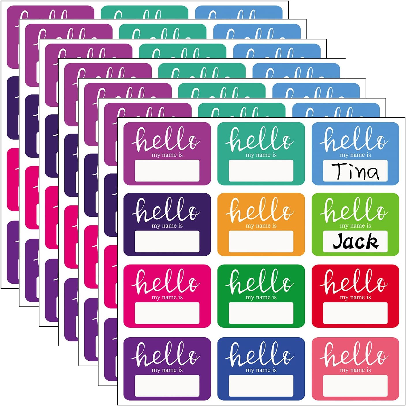 Buy 300 Pieces Name Tags Rainbow Hello My Name is Stickers 2X 3 inch ...