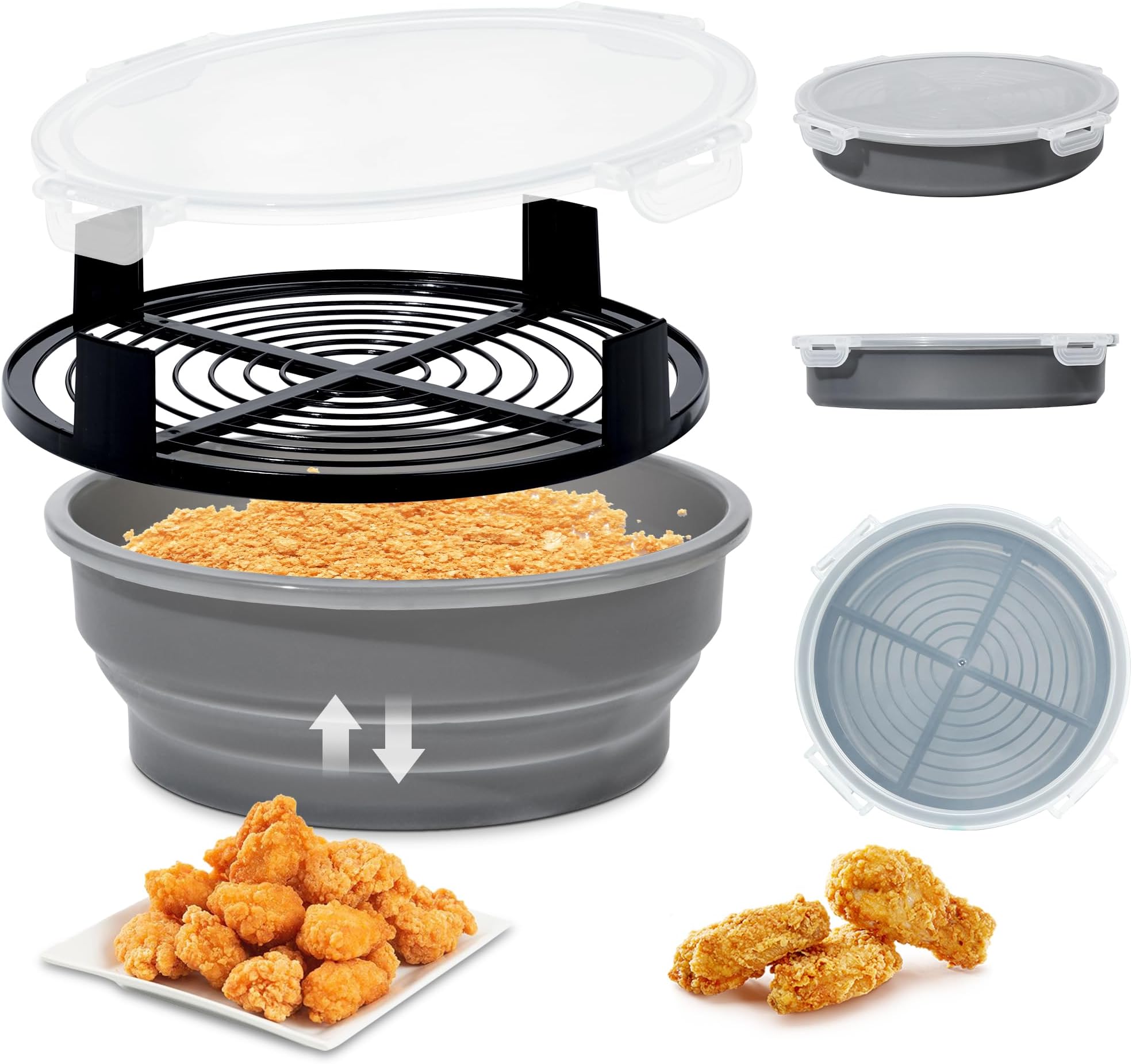 Amazon.com: FJNATINH Collapsible Batter Bowl - Mess Free Better Breader ...