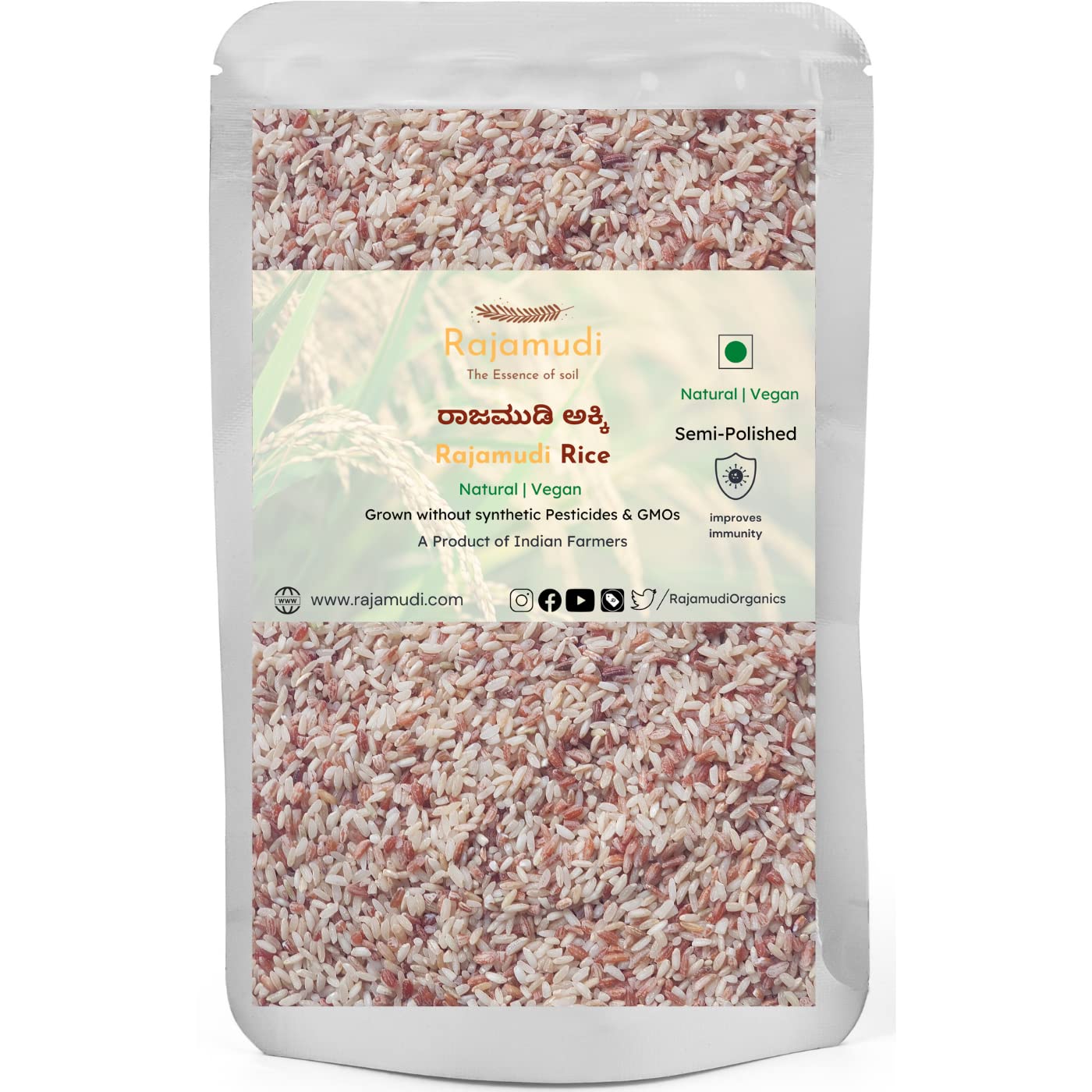 Rajamudi Organics-USDA Certified Organic Rajamudi Rice|Semi-Polished ...