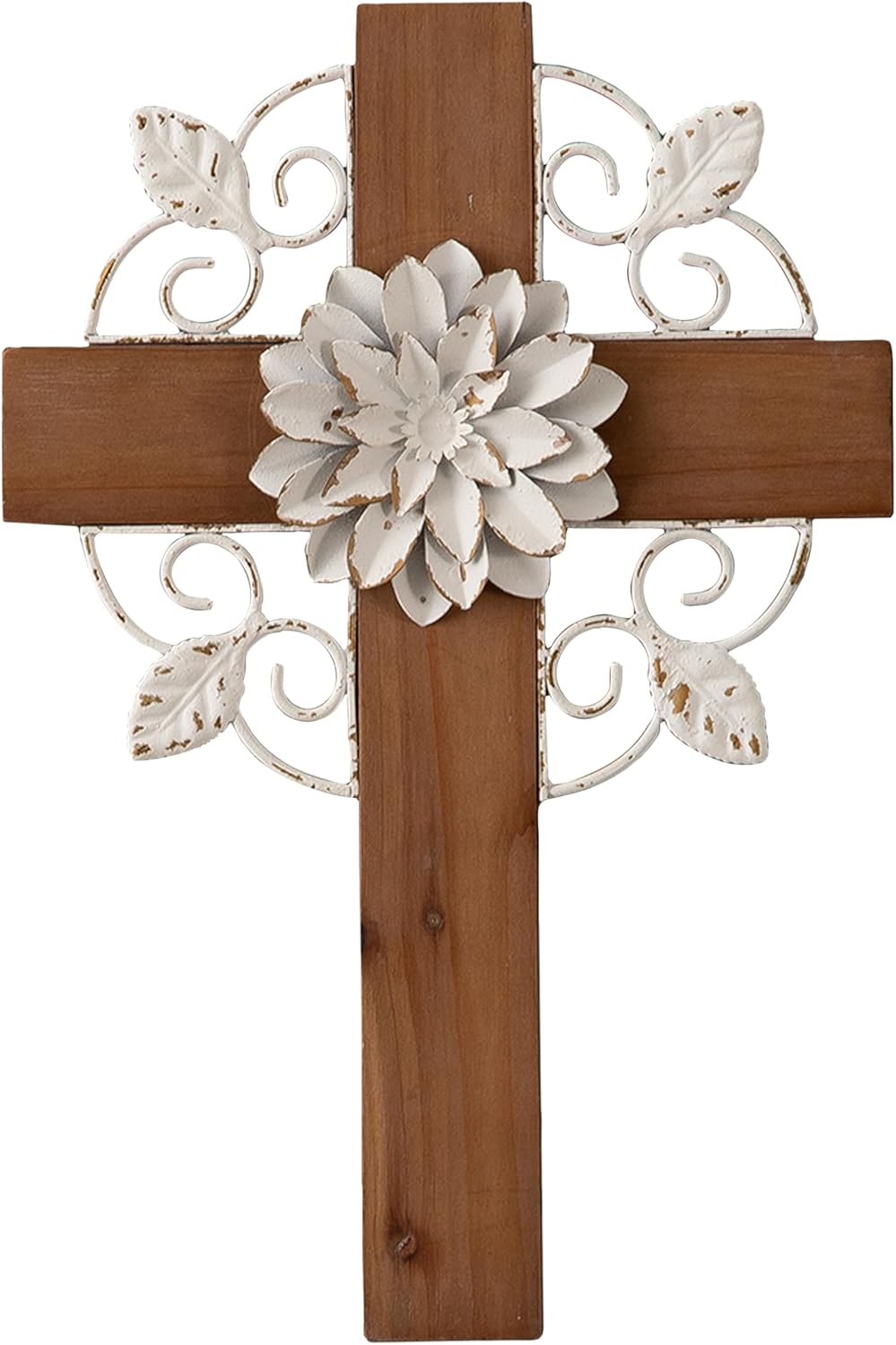 Amazon.com: SOFE Rustic Crosses Wall Decor with Metal Floral - Large ...