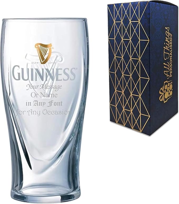 Personalised Engraved Official Guinness Glass, Gift Boxed, Personalise ...
