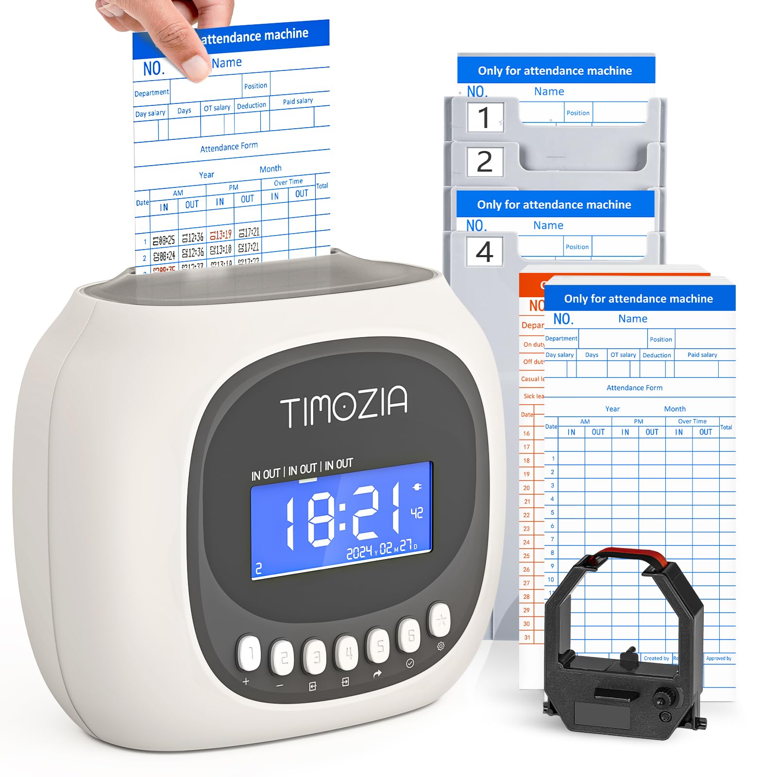 Amazon.com: TIMOZIA Time Clocks for Employees Small Business, Auto-Align Time Clock, 6 Punches ...