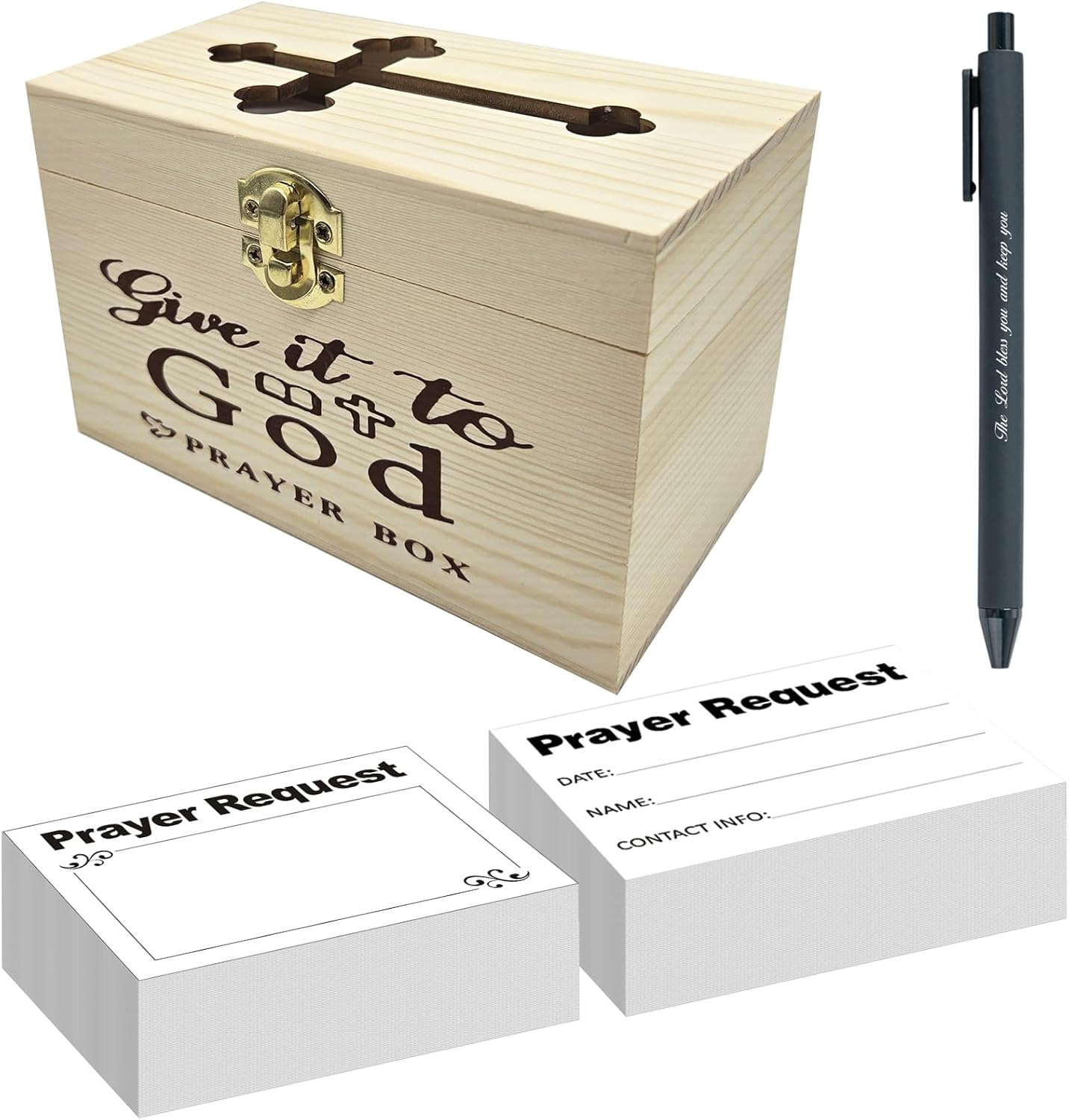 Amazon.com: QVJIOA Prayer Box with 100 Pcs Prayer Cards Wooden Prayer ...