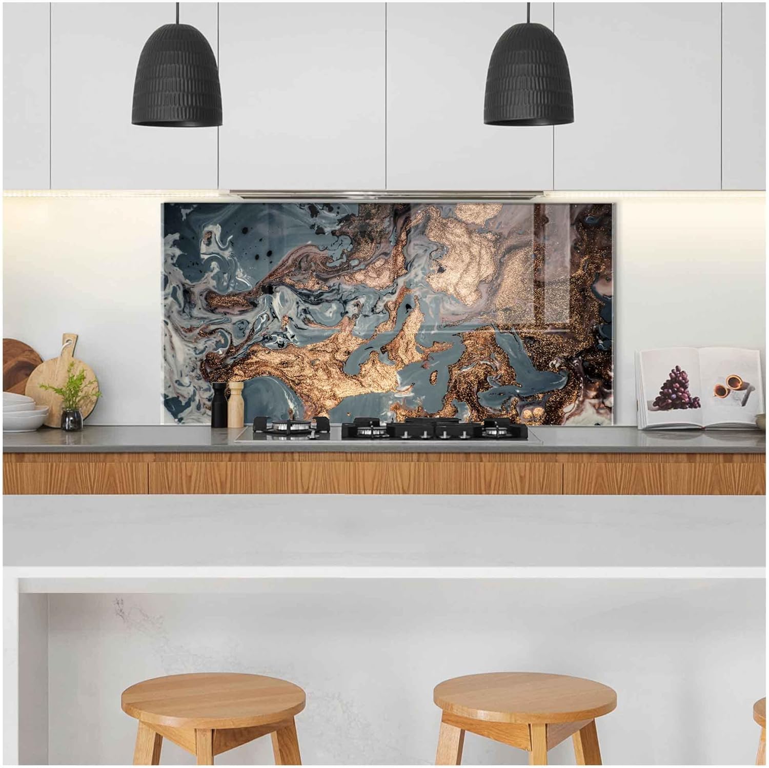 Amazon.com: Tempered Glass Kitchen Backsplash, Stove Back Cover, Stove ...