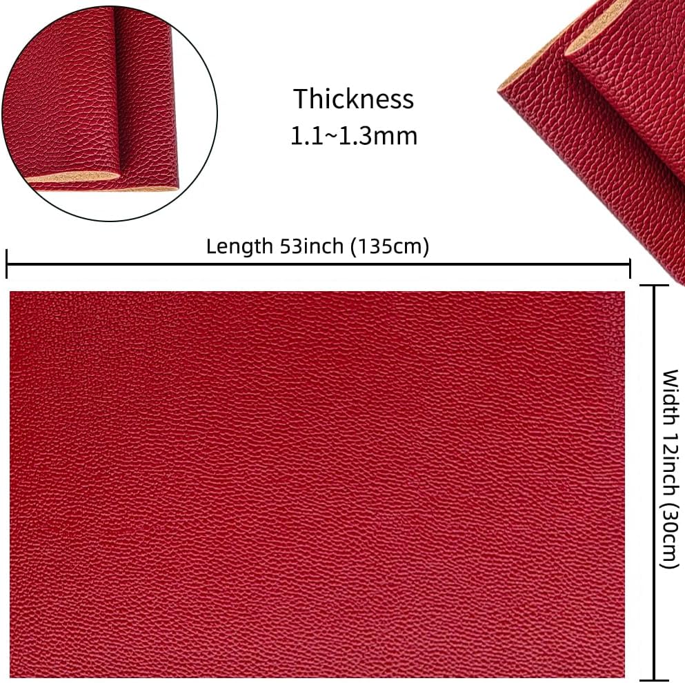 JINR – Hojas de piel sintética de lichi de color sólido, 1 rollo de 12 ...