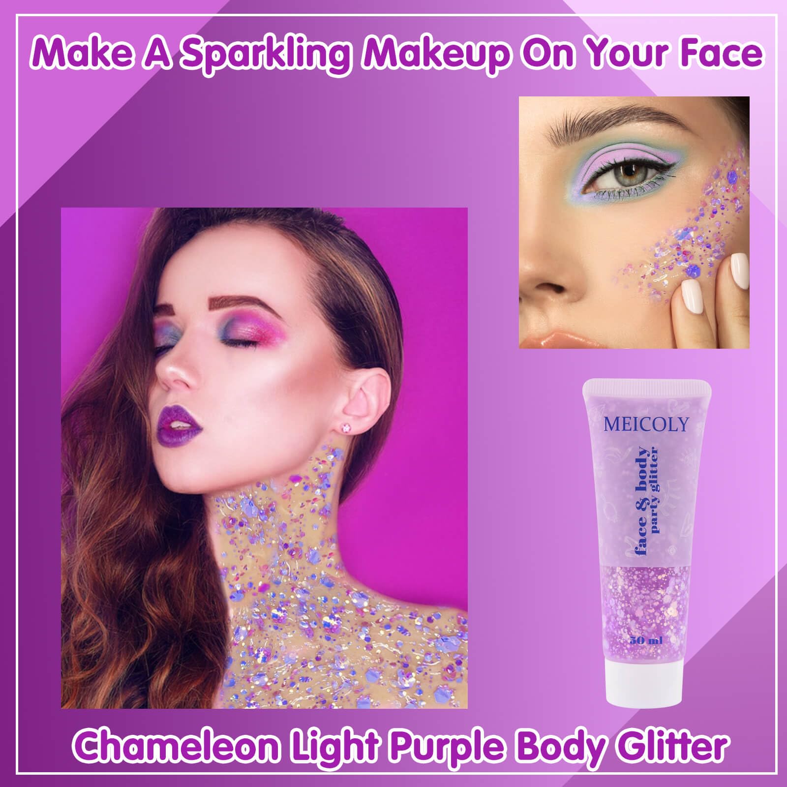 Snapklik.com : Chameleon Light Purple Hair Glitter,Holographic Chunky ...
