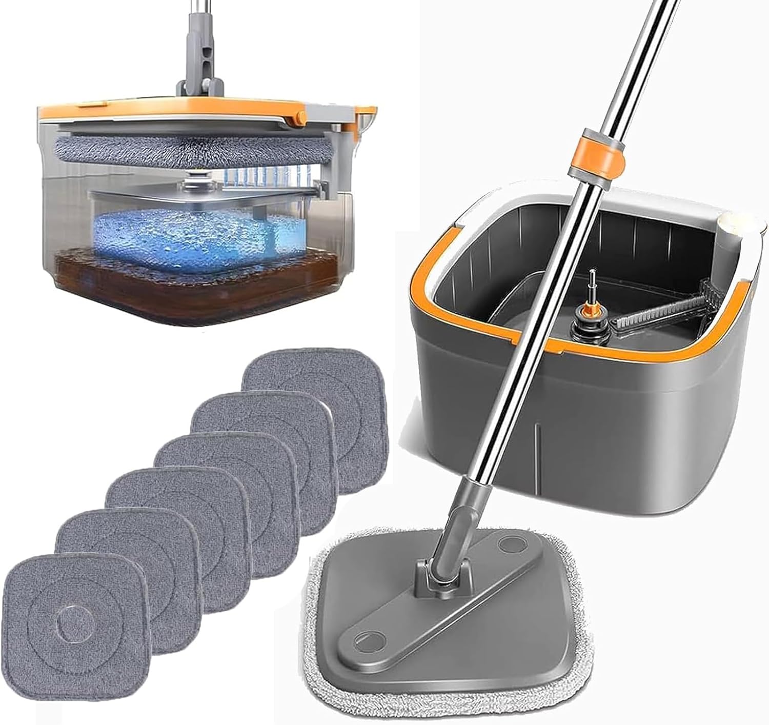 Amazon.com: Spin Mop M16,Self Wash Spin Mop M16, Spin Mop and Bucket ...