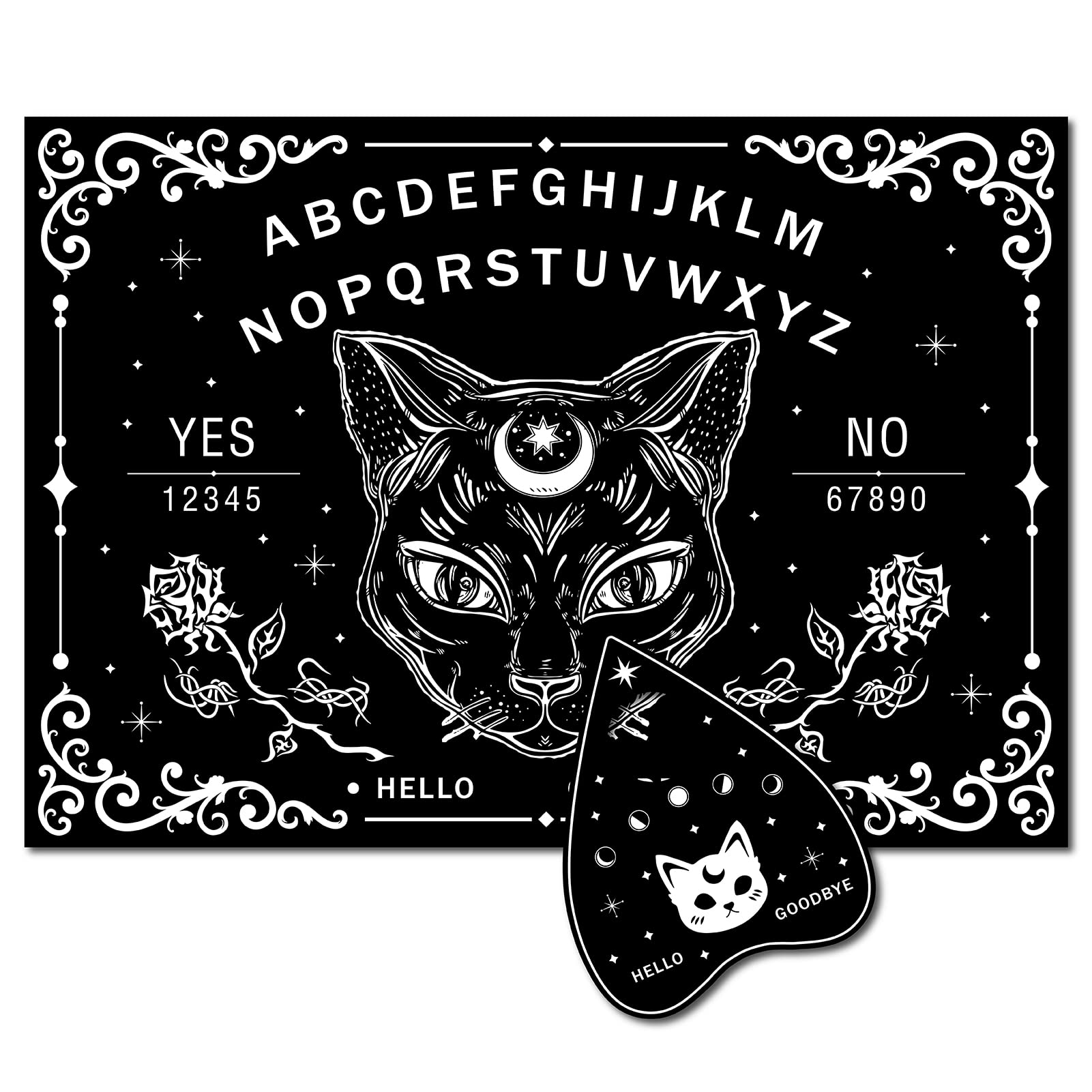 Amazon.com: CREATCABIN Black Cat Wood Spirit Board Talking Boards ...