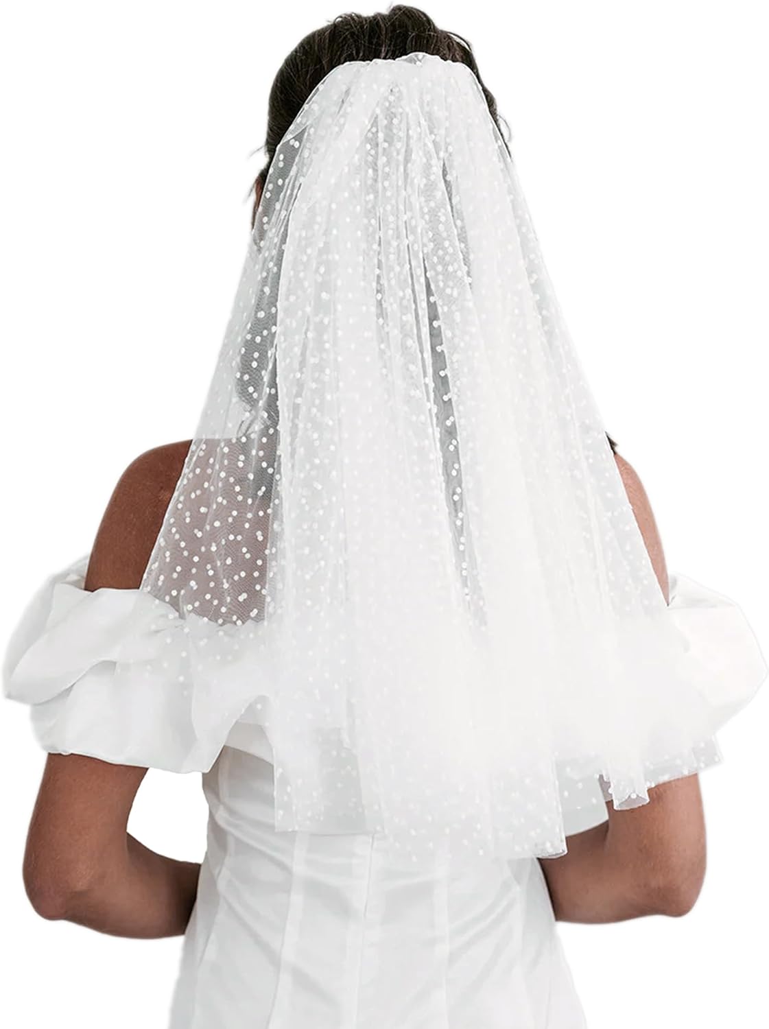 YAEISM Polka Dot Veil 2 Tier Swiss Dot Midi Wedding Veil Double Layers ...