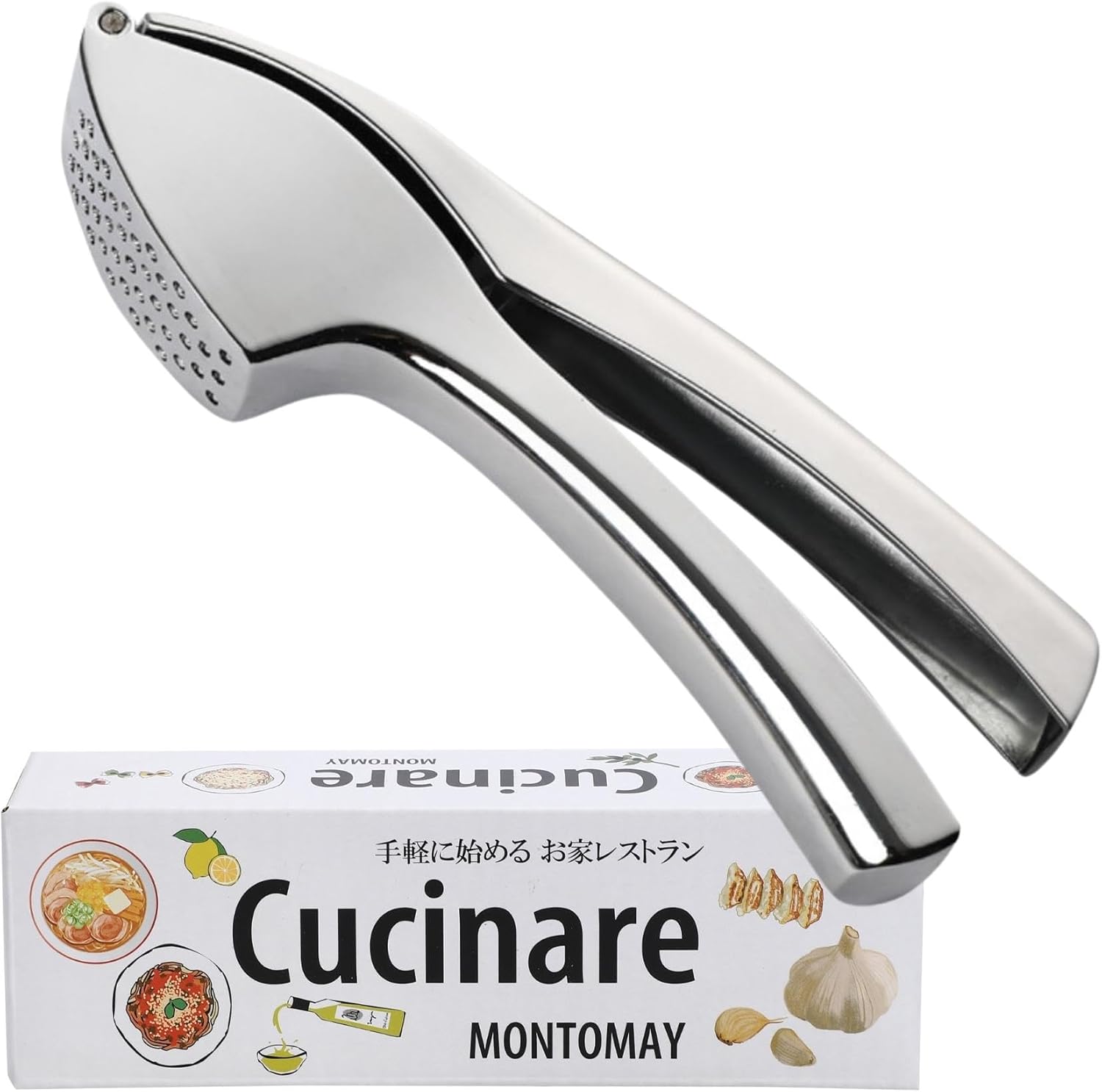 Amazon | MONTOMAY 料理講師企画監修 ガーリックプレス にんにく絞り みじん切り器 ニンニクおろし器 潰し ステンレス | MONTOMAY | ガーリックプレス